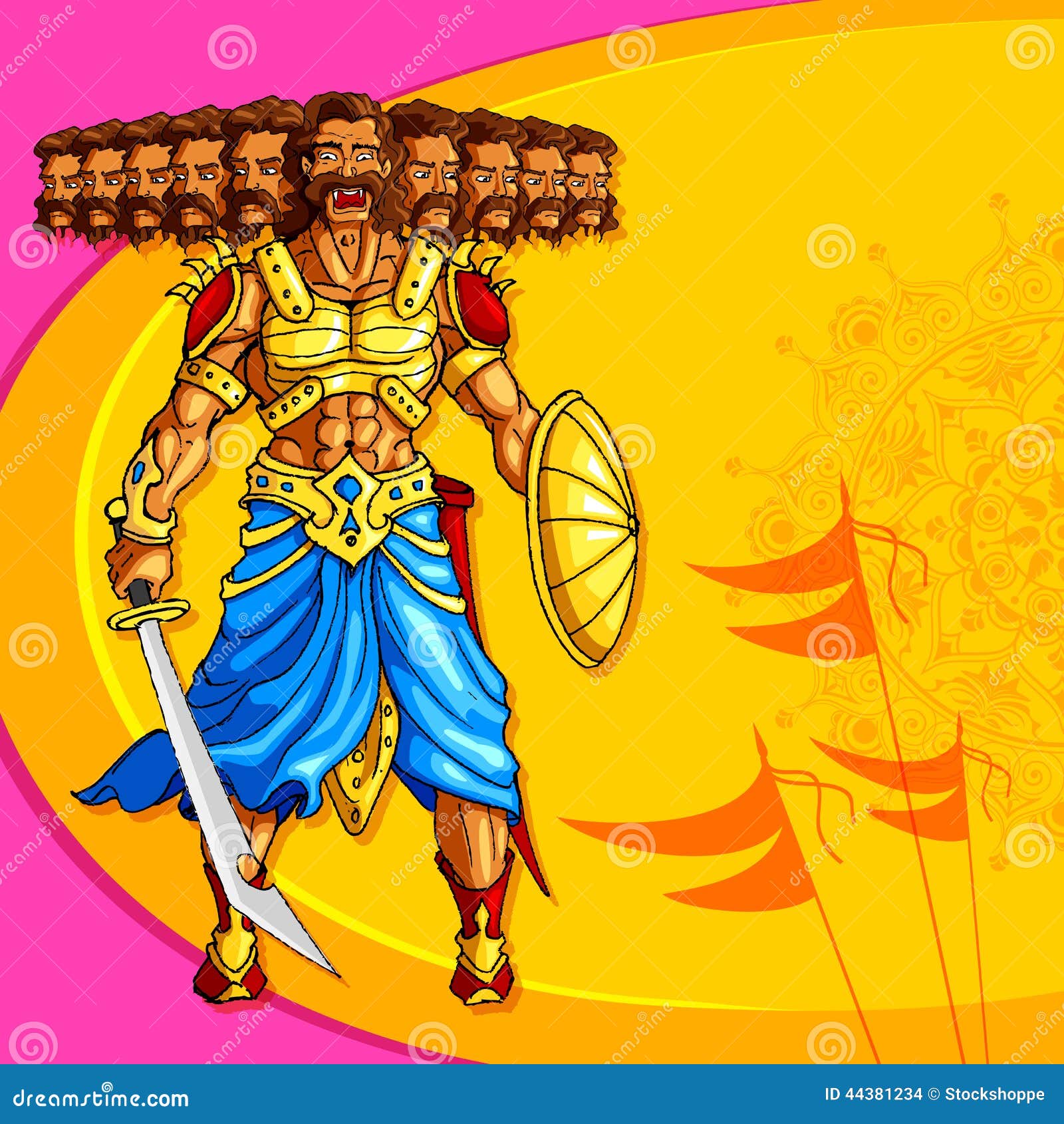 Raavana with Ten Head Holding Sword Stock Vector - Illustration of ...