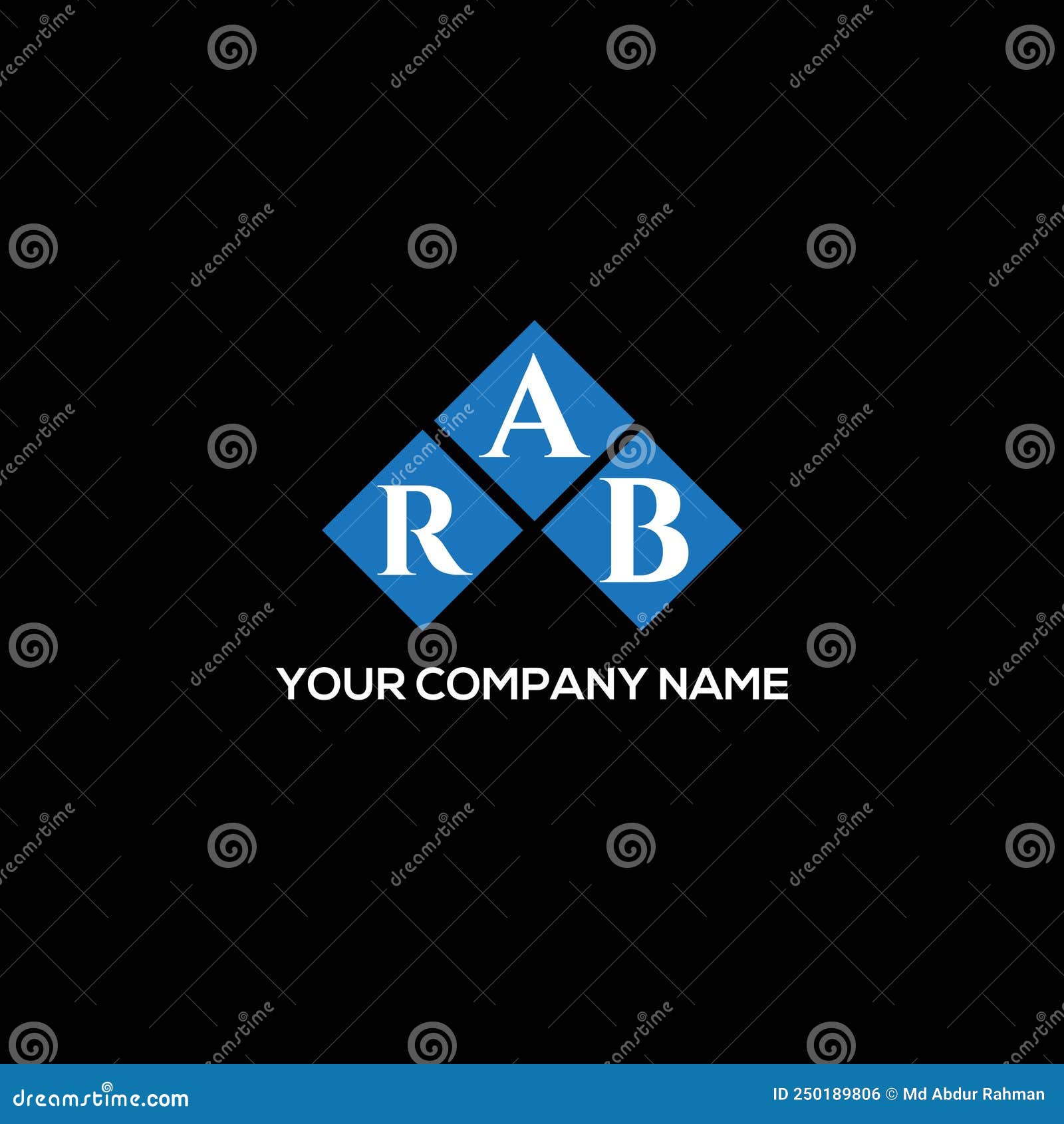 RAB Letter Logo Design on BLACK Background. RAB Creative Initials ...