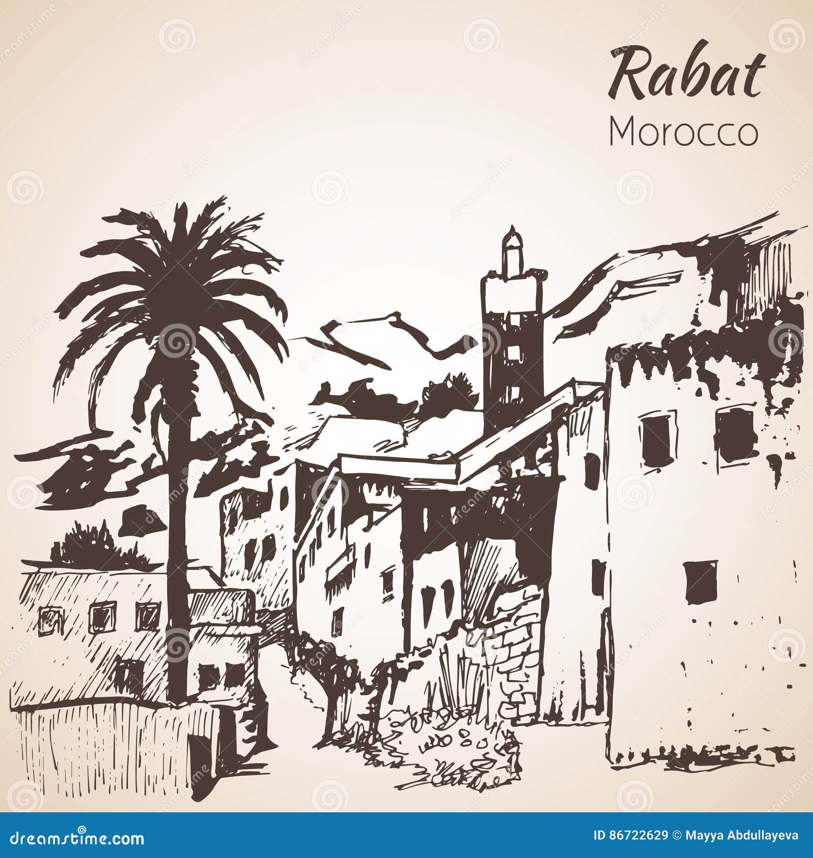 Rabat City. Morocco. Sketch Stock Vector - Illustration of cultures ...