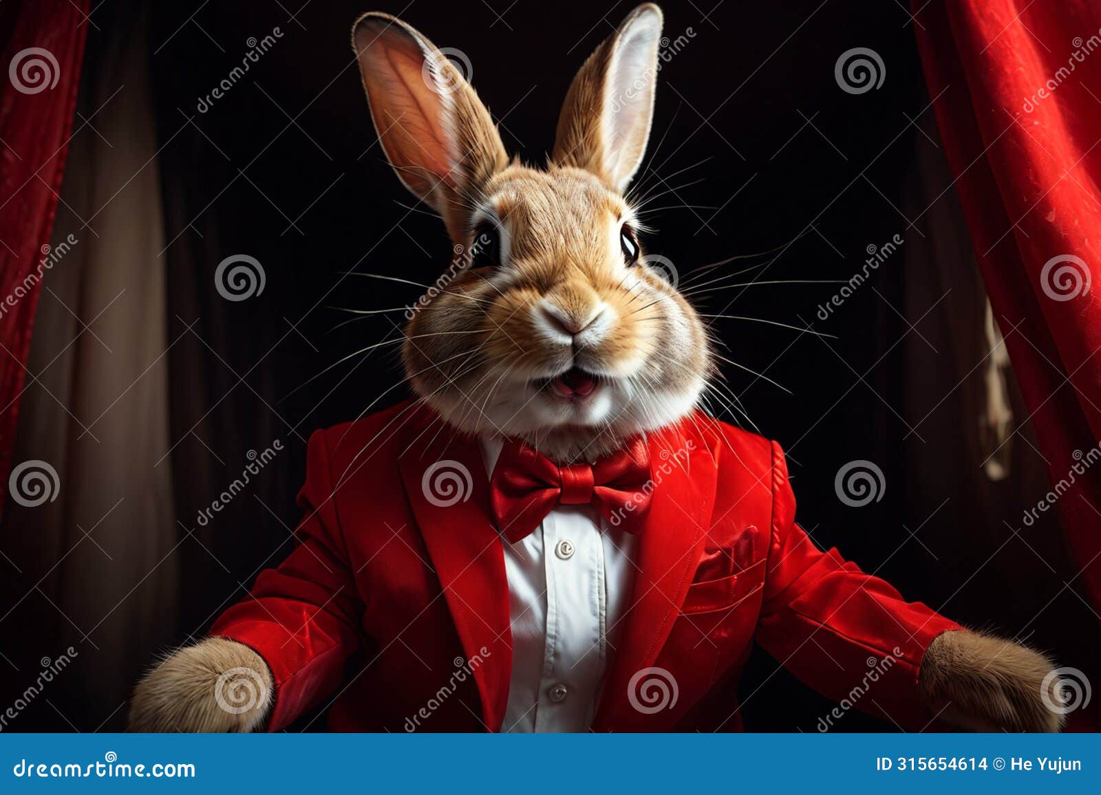 Rabbbit in red suit stock illustration. Illustration of luck - 315654614