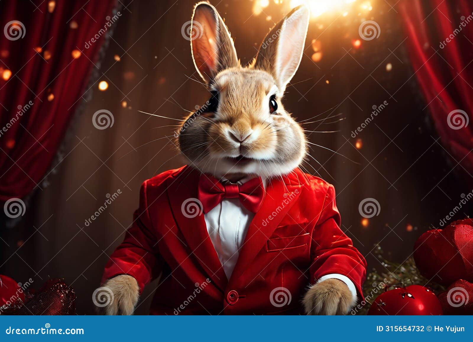 Rabbbit in red suit stock illustration. Illustration of generate ...