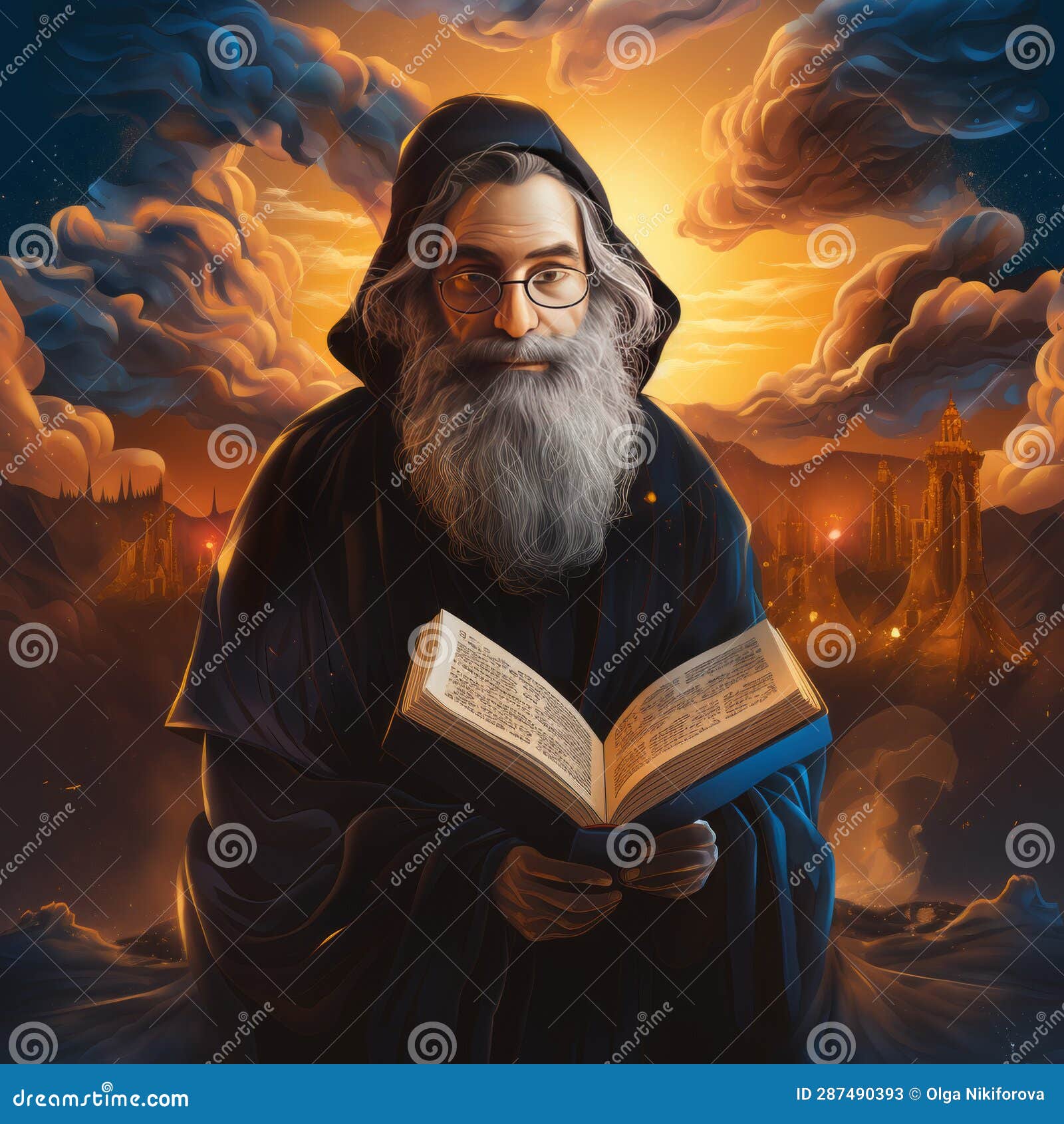 Rabbi with a Bible in His Hands. Yom Kippur Illustration Stock ...