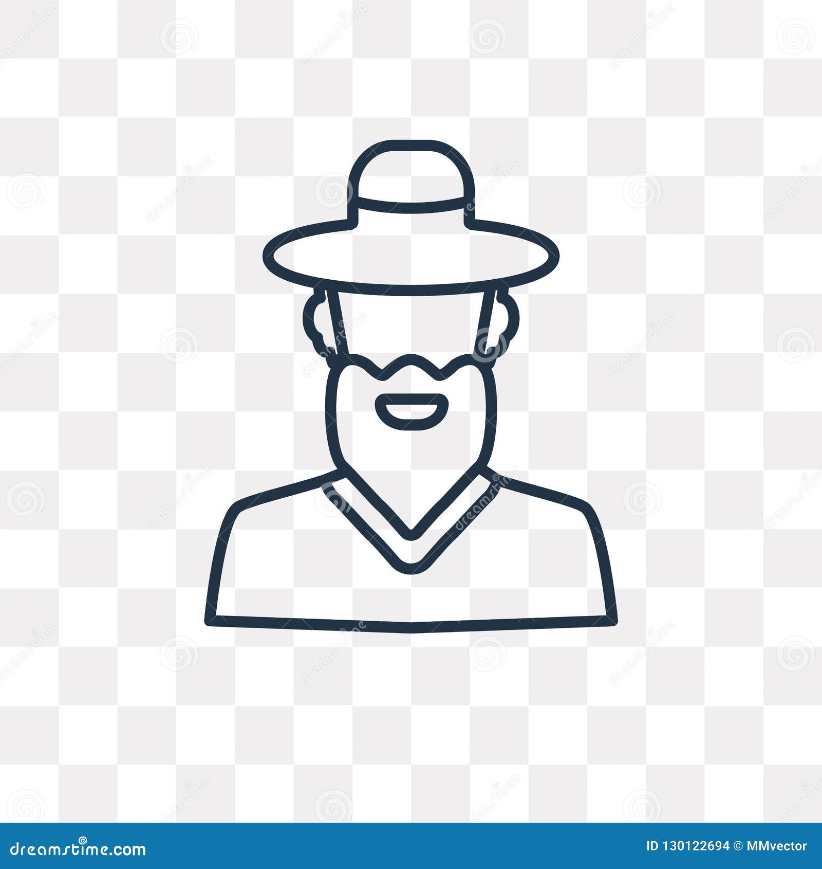 Rabbi Vector Icon On Transparent Background, Linear Rab | CartoonDealer ...