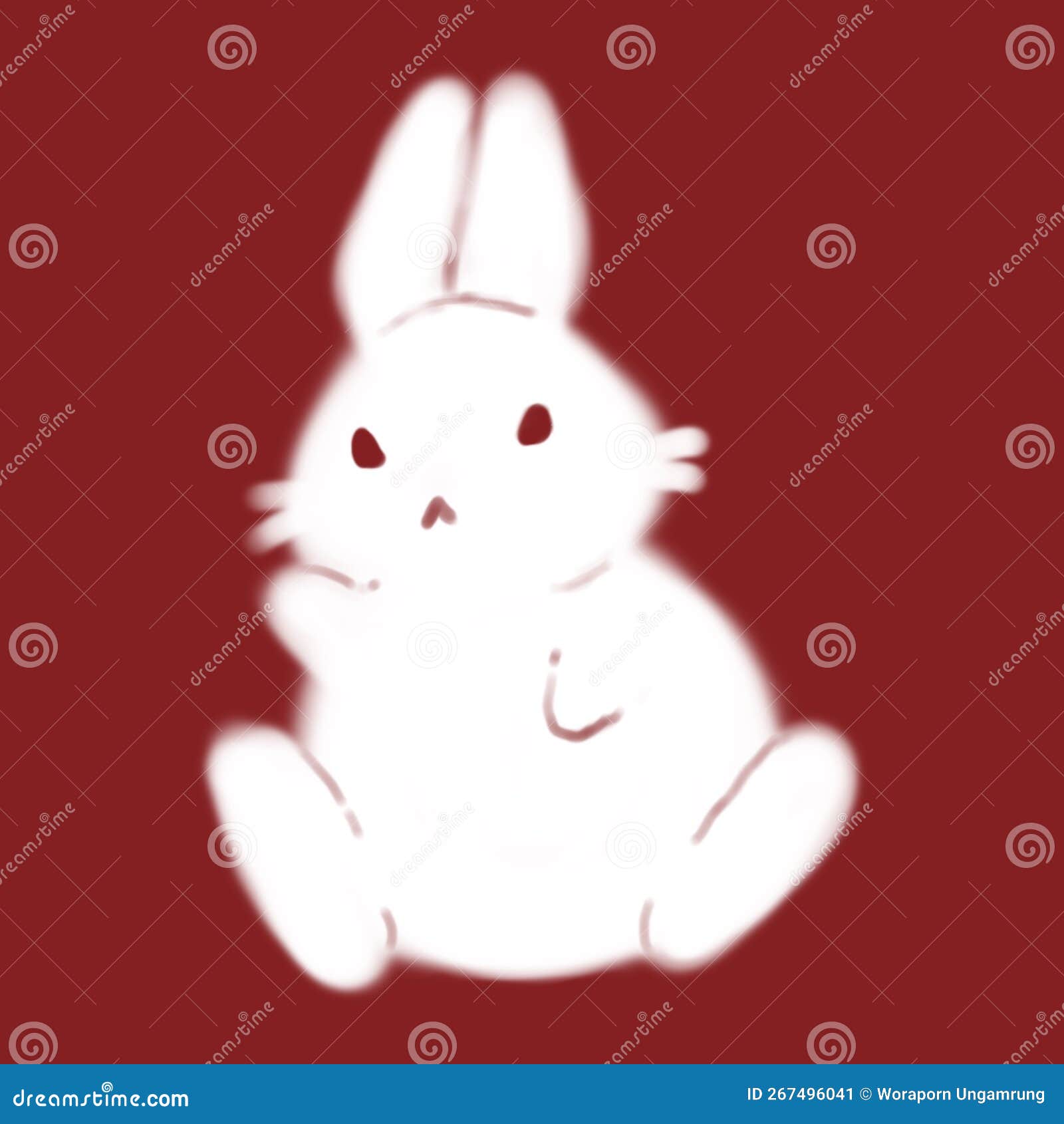 Fluffy White Rabbit on Red Background. Stock Image - Image of cartoon ...