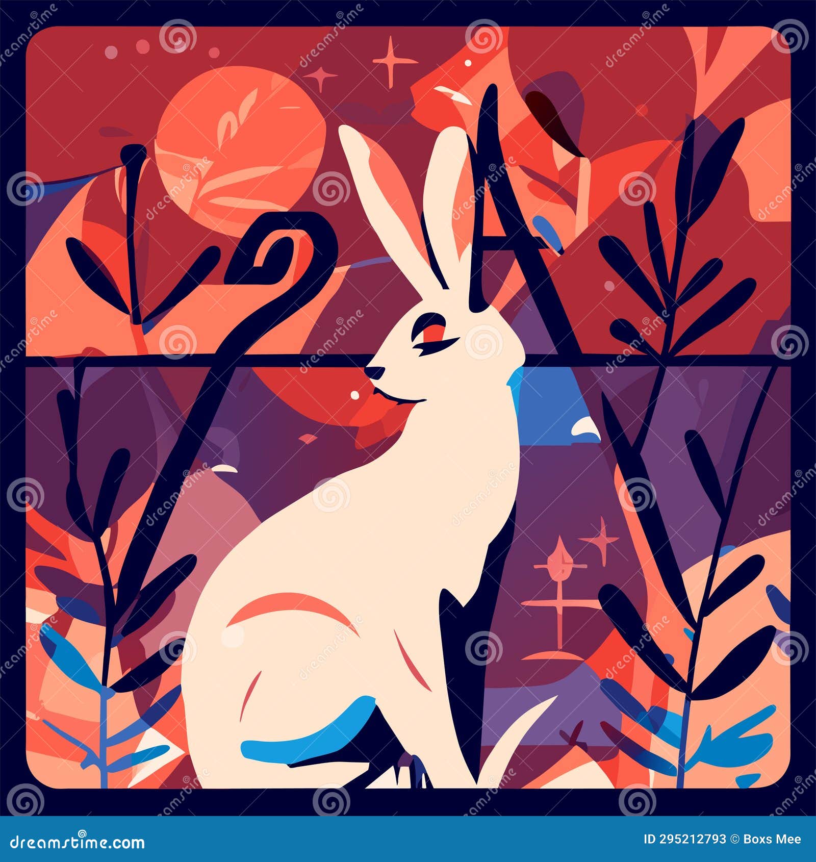 Rabbit on Abstract Background. Vector Illustration in a Flat Style ...