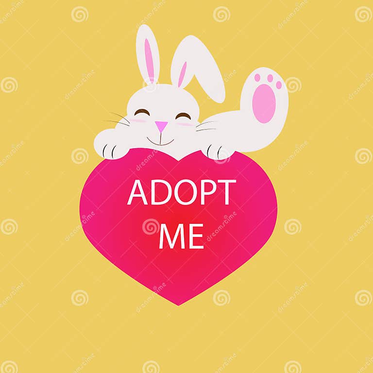 Rabbit with Adopt Me Message Stock Vector - Illustration of vector ...