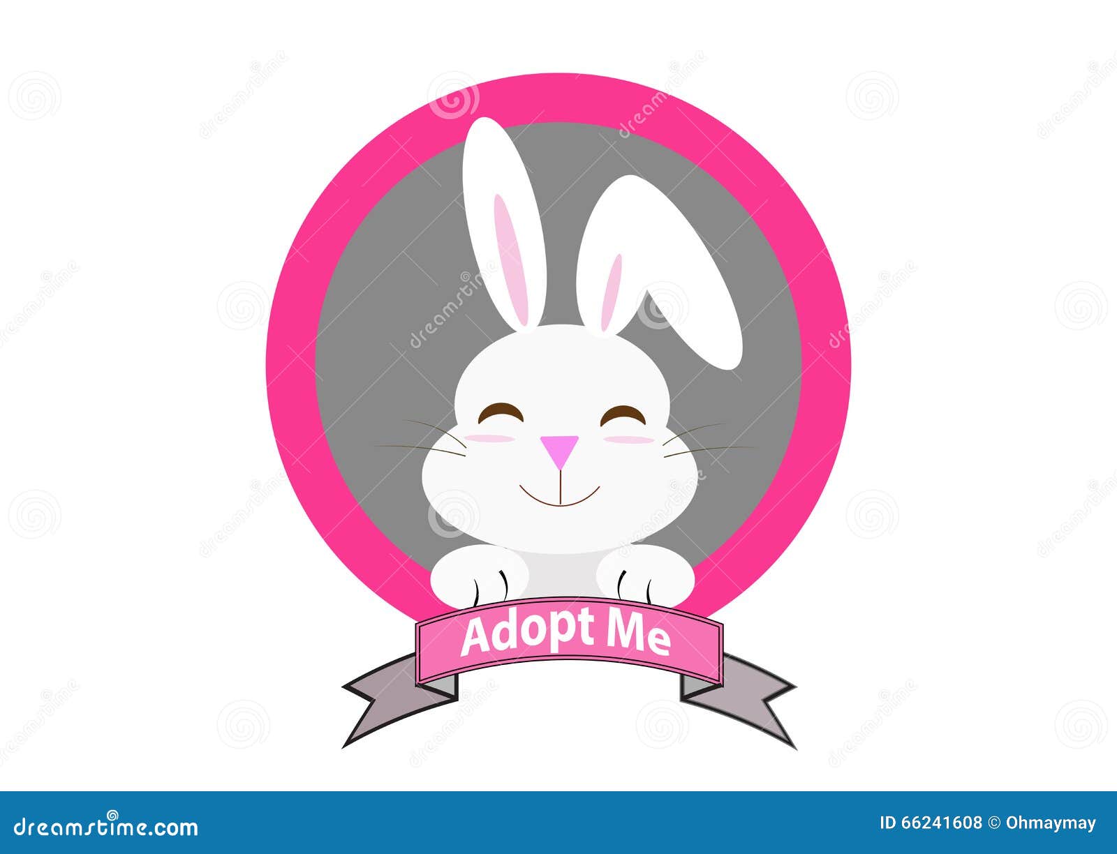 Rabbit with Adopt Me Message Stock Vector - Illustration of isolated ...