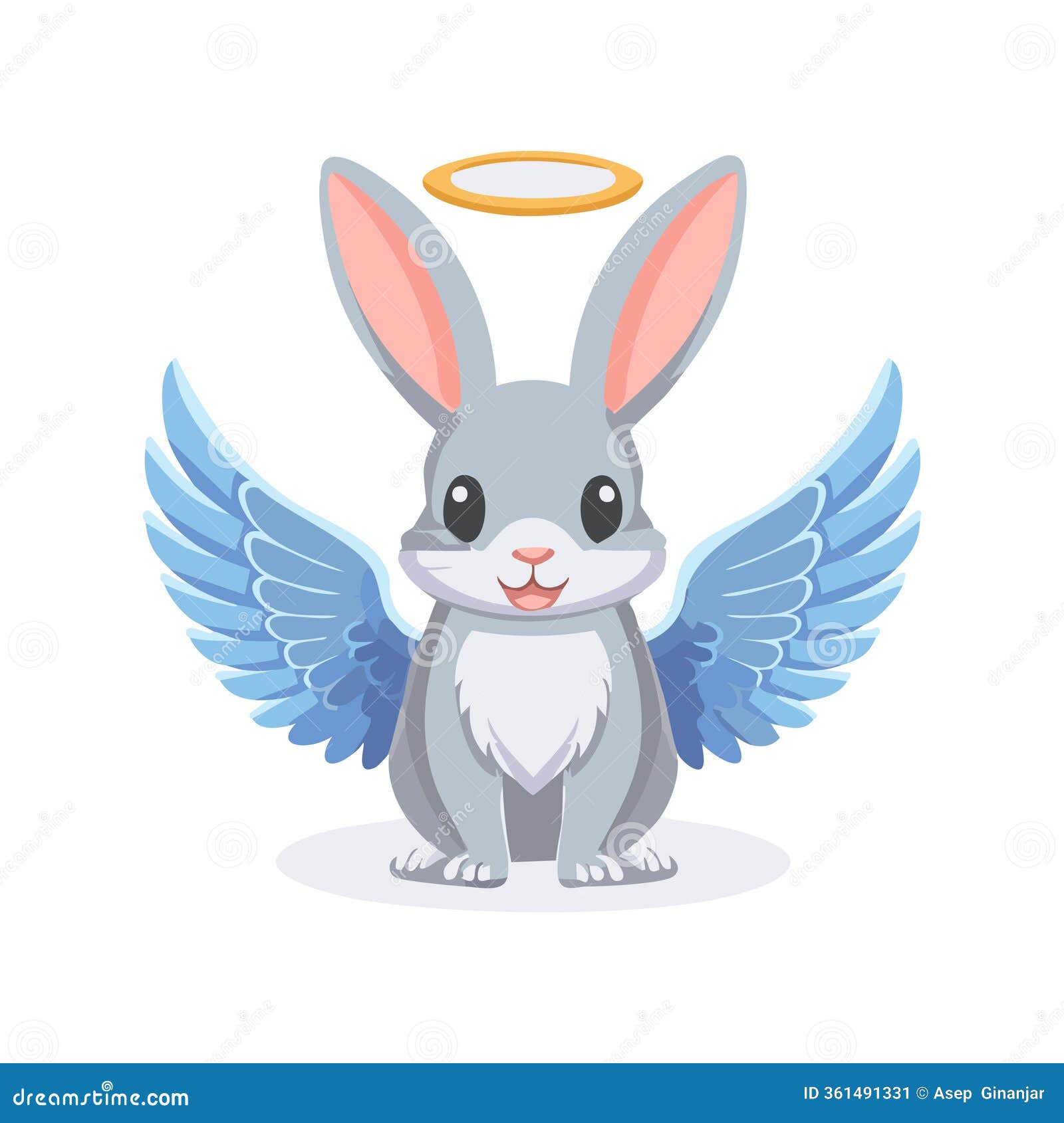 Rabbit with Angel Wings stock vector. Illustration of wing - 361491331