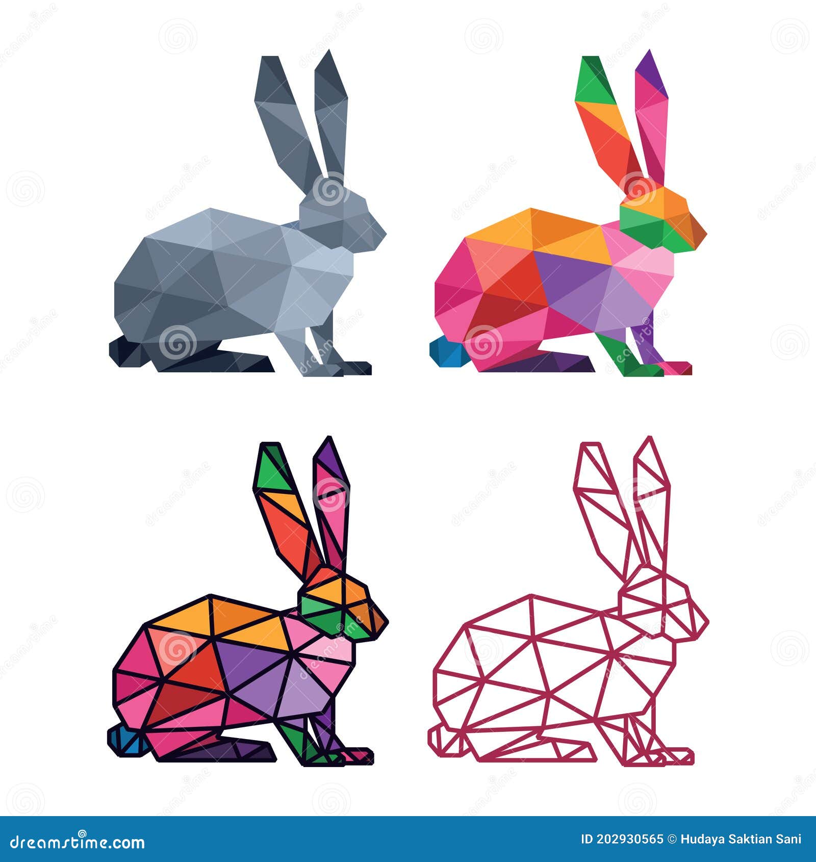 Rabbit low poly design stock vector. Illustration of card - 202930565