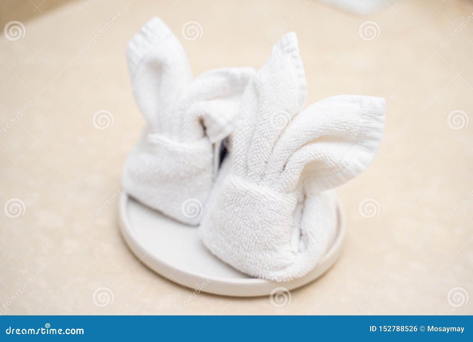 Rabbit Animal Towel in Bathroom Stock Photo - Image of craft, basin ...