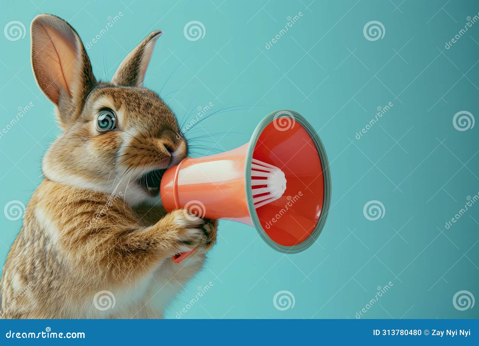 Rabbit Announcing Using Megaphone. Notifying, Warning, Announcement ...
