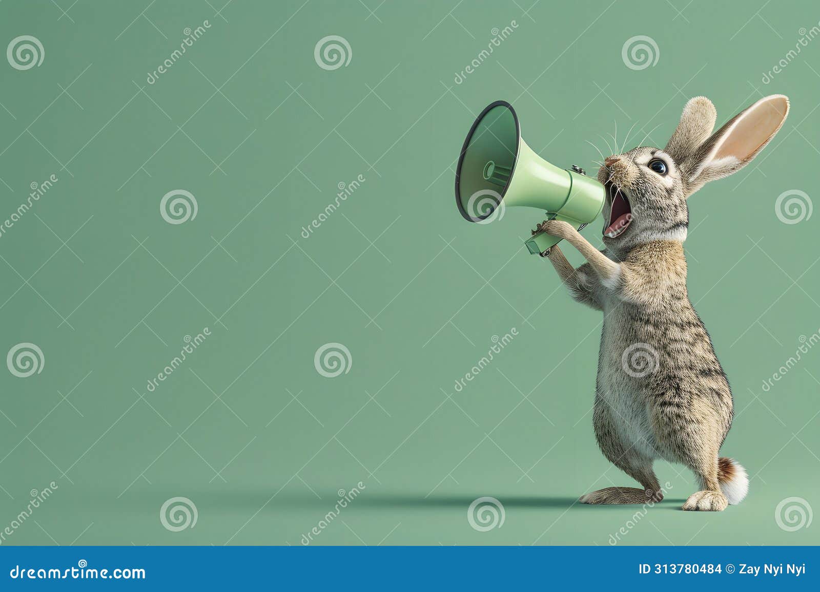 Rabbit Announcing Using Megaphone. Notifying, Warning, Announcement ...