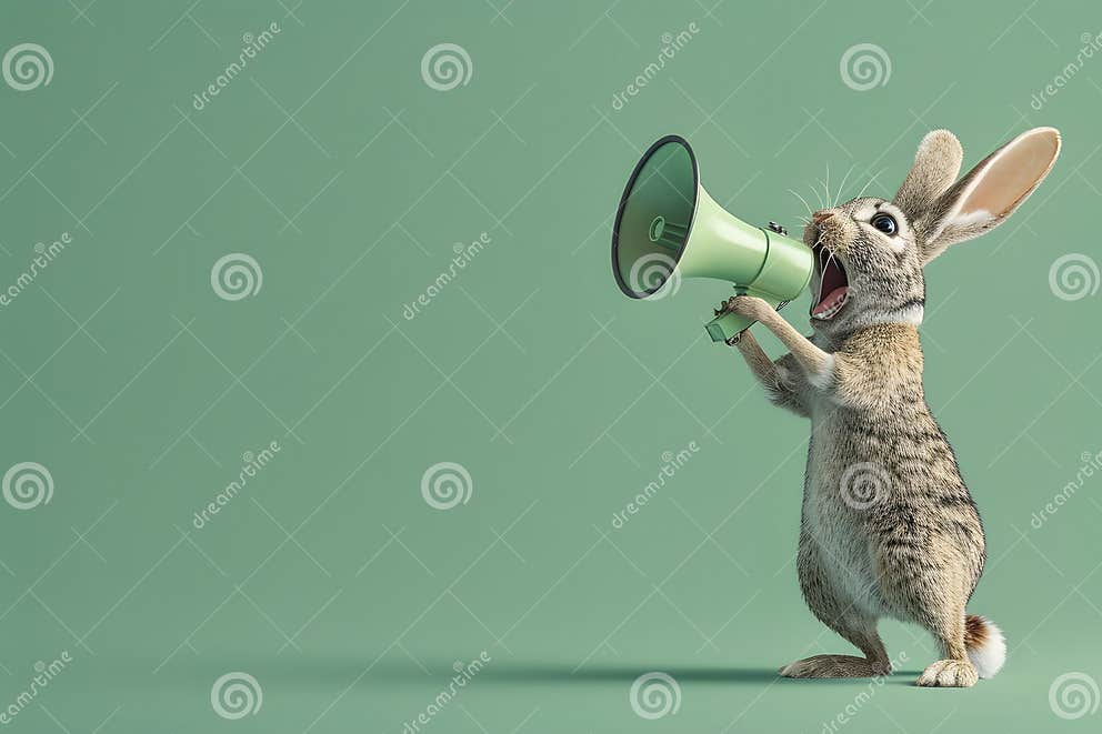 Rabbit Announcing Using Megaphone. Notifying, Warning, Announcement ...