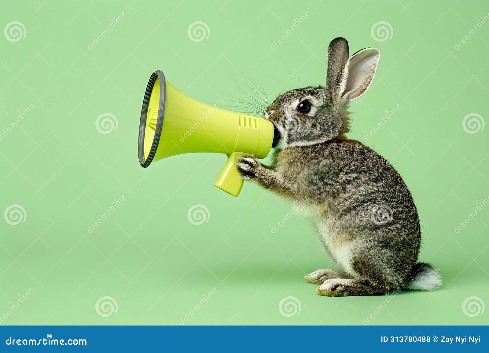Rabbit Announcing Using Megaphone. Notifying, Warning, Announcement ...