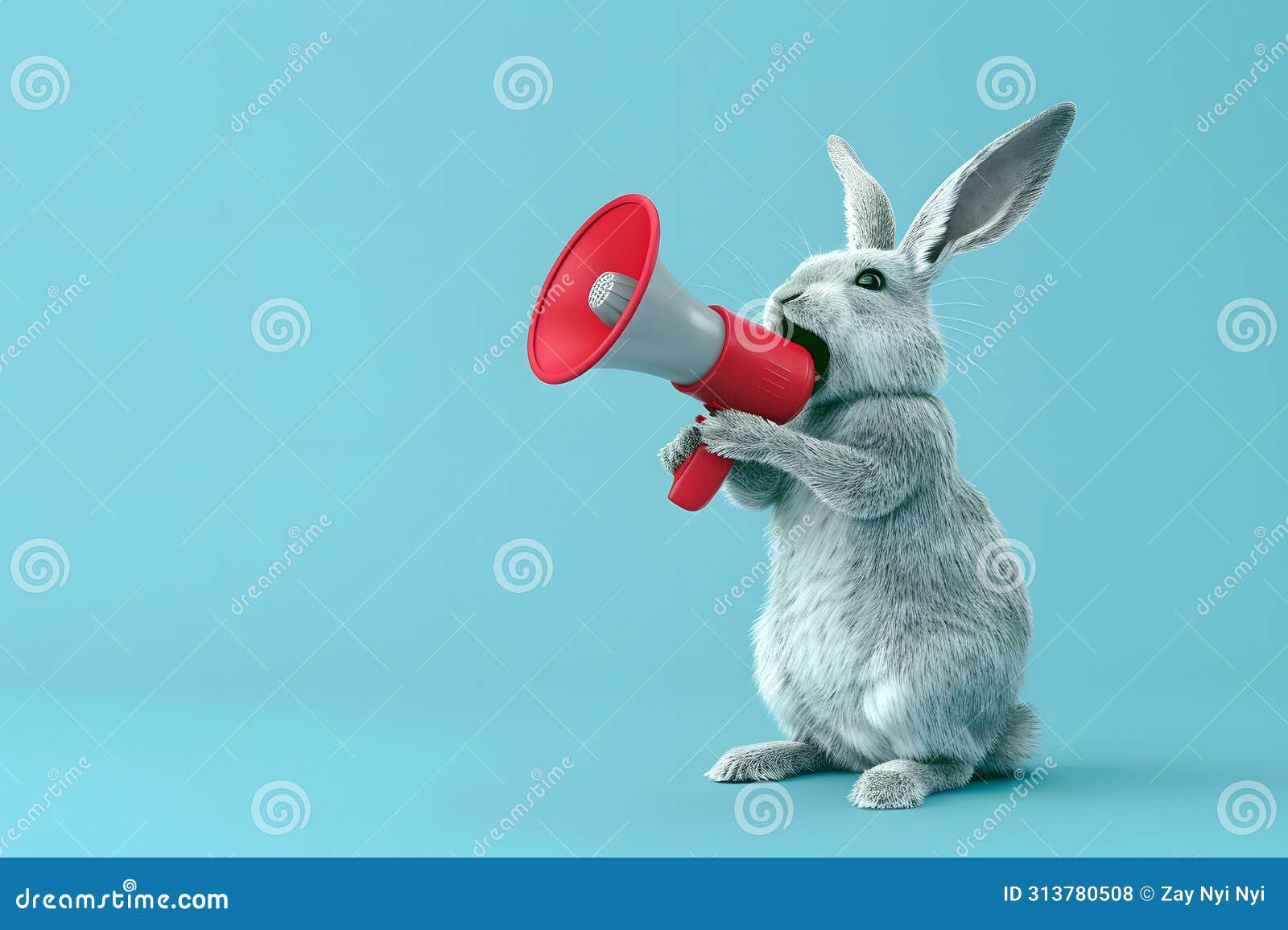 Rabbit Announcing Using Megaphone. Notifying, Warning, Announcement ...
