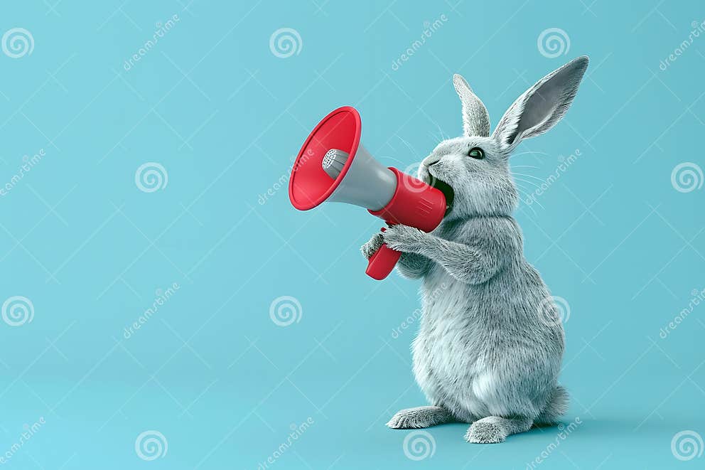 Rabbit Announcing Using Megaphone. Notifying, Warning, Announcement ...