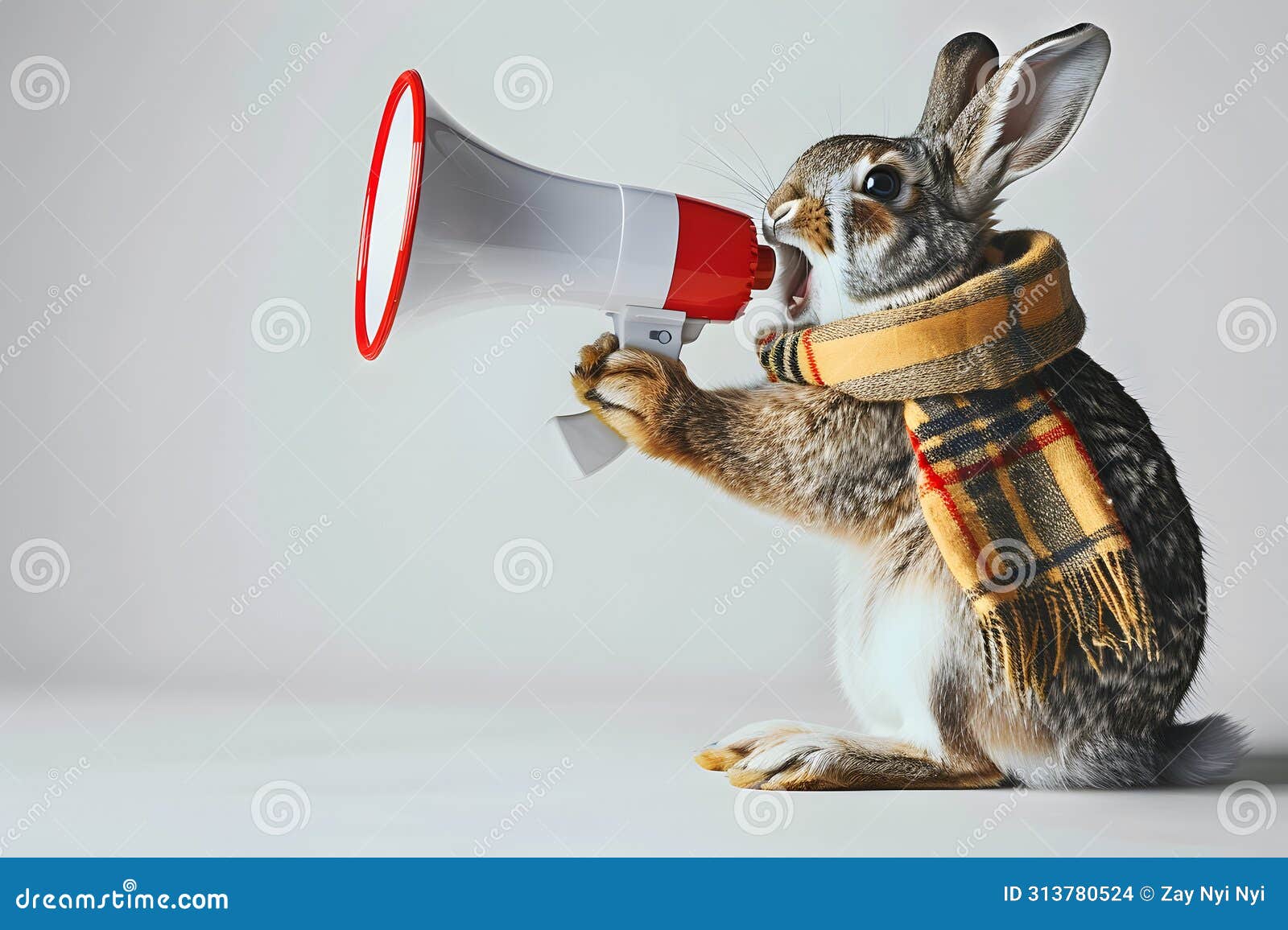 Rabbit Announcing Using Megaphone. Notifying, Warning, Announcement ...