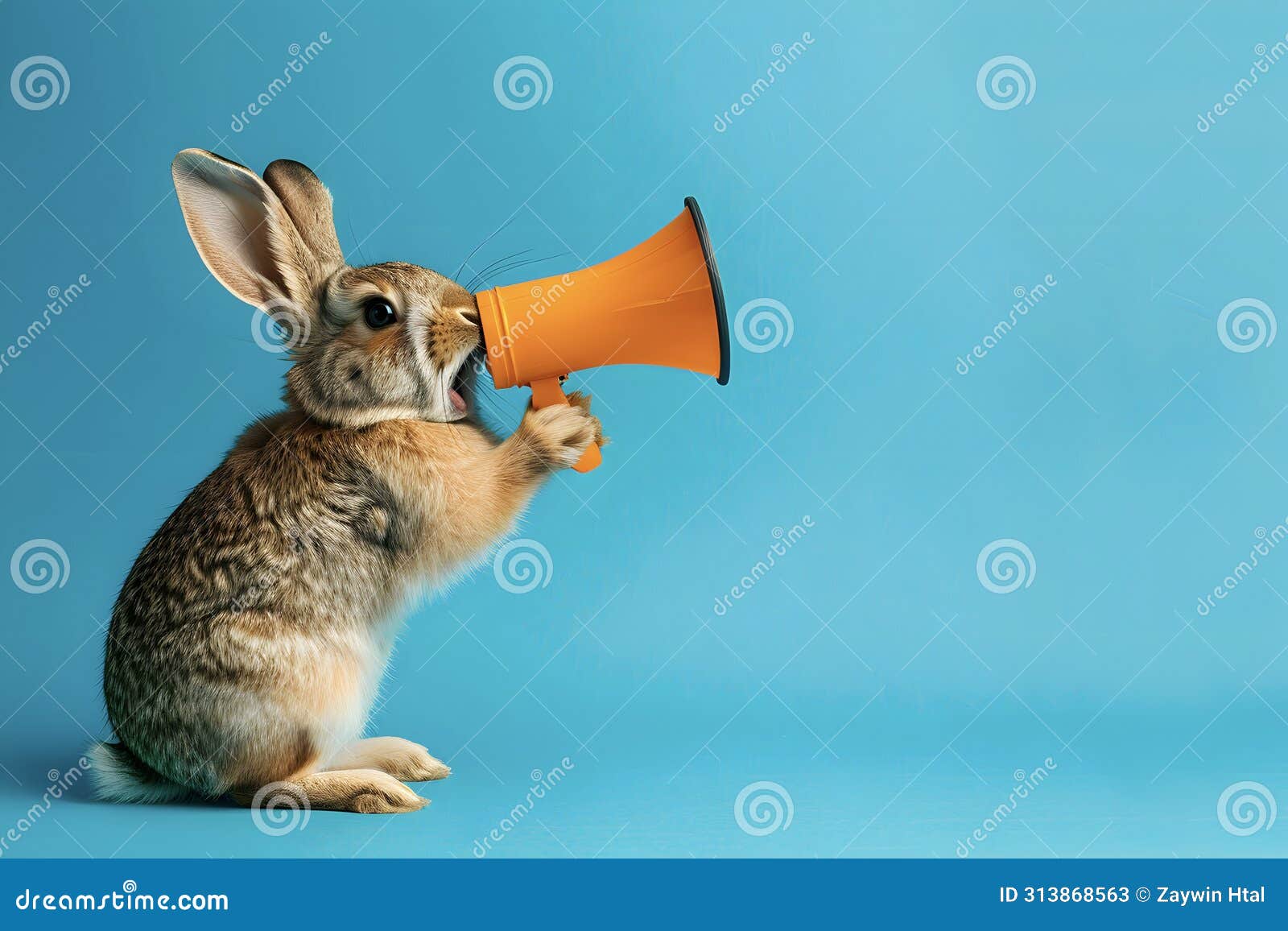 Rabbit Announcing Using Megaphone. Notifying, Warning, Announcement ...
