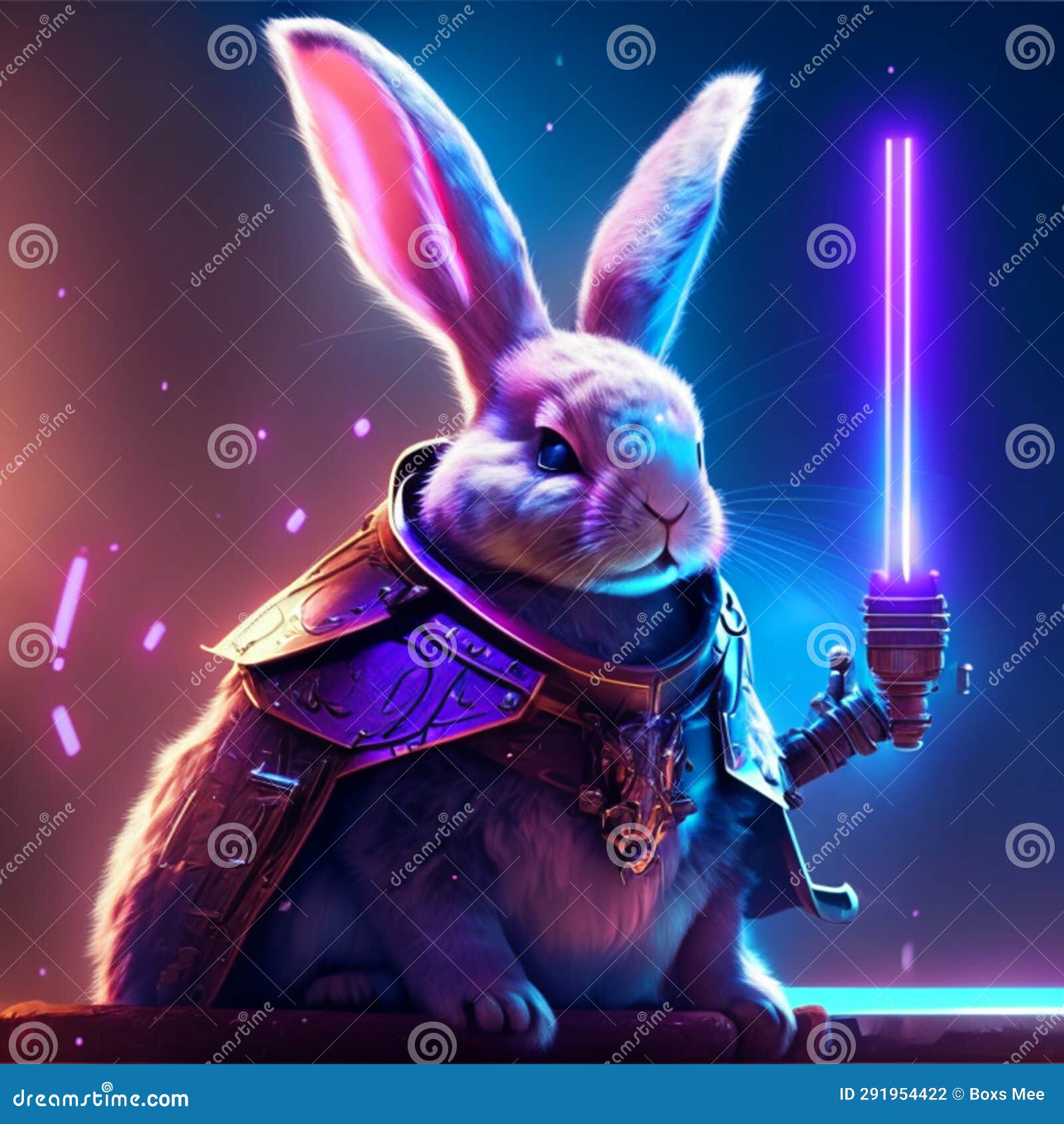 Rabbit in Armor with Sword in His Hand. 3d Rendering Generative AI ...
