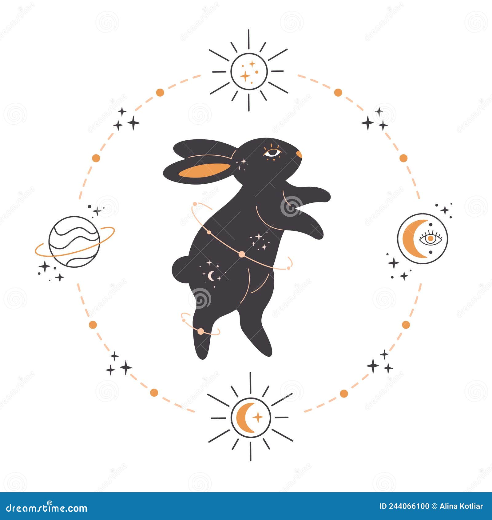 Rabbit with Astrology, Esoteric, Mystic and Magician Elements. Year of ...