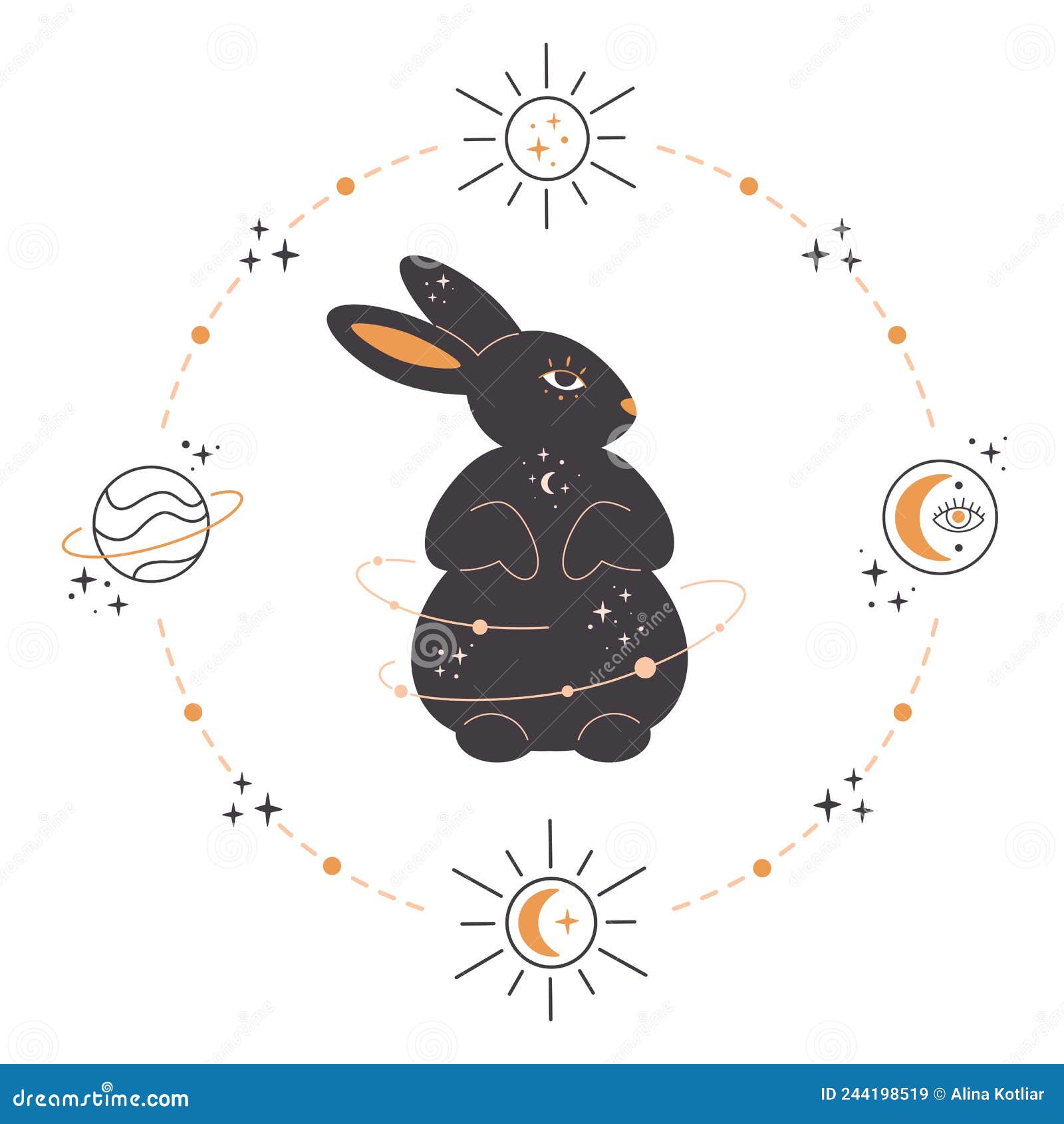 Rabbit with Astrology, Esoteric, Mystic and Magician Elements. Year of ...
