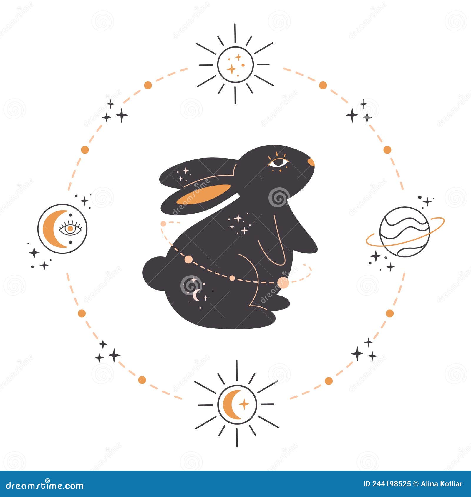 Rabbit with Astrology, Esoteric, Mystic and Magician Elements. Year of ...