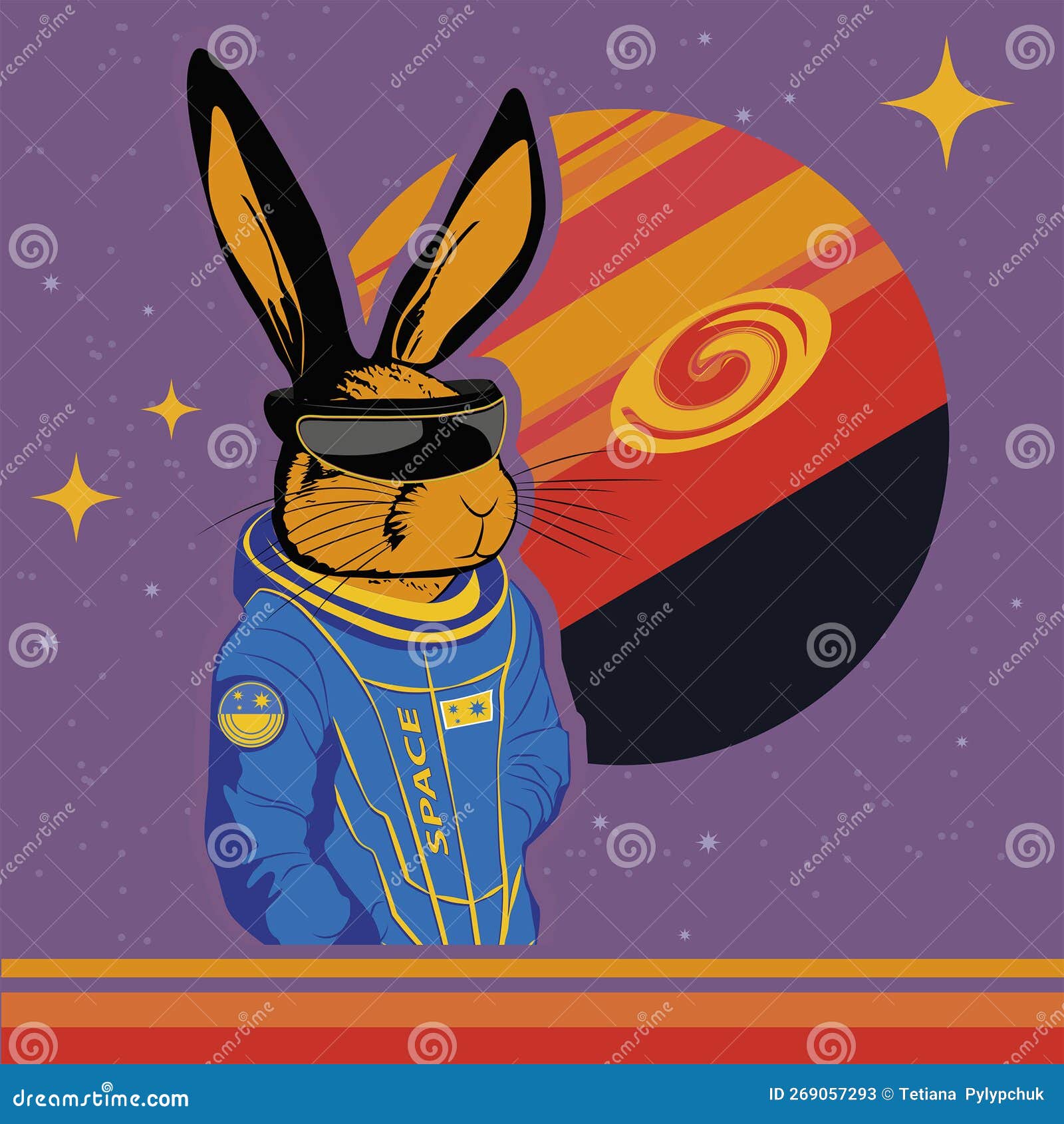 Vector Illustration of Rabbit Astronaut in Space beside Jupiter Planet ...