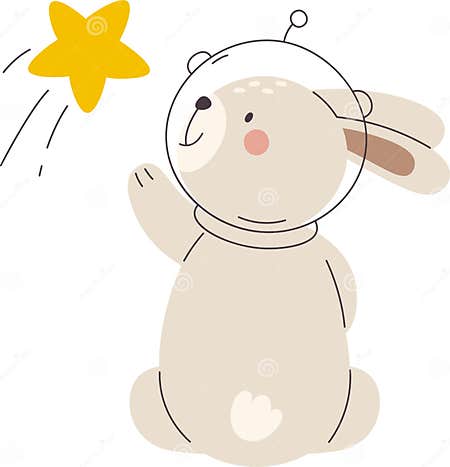 Rabbit Astronaut and Star stock illustration. Illustration of bunny ...