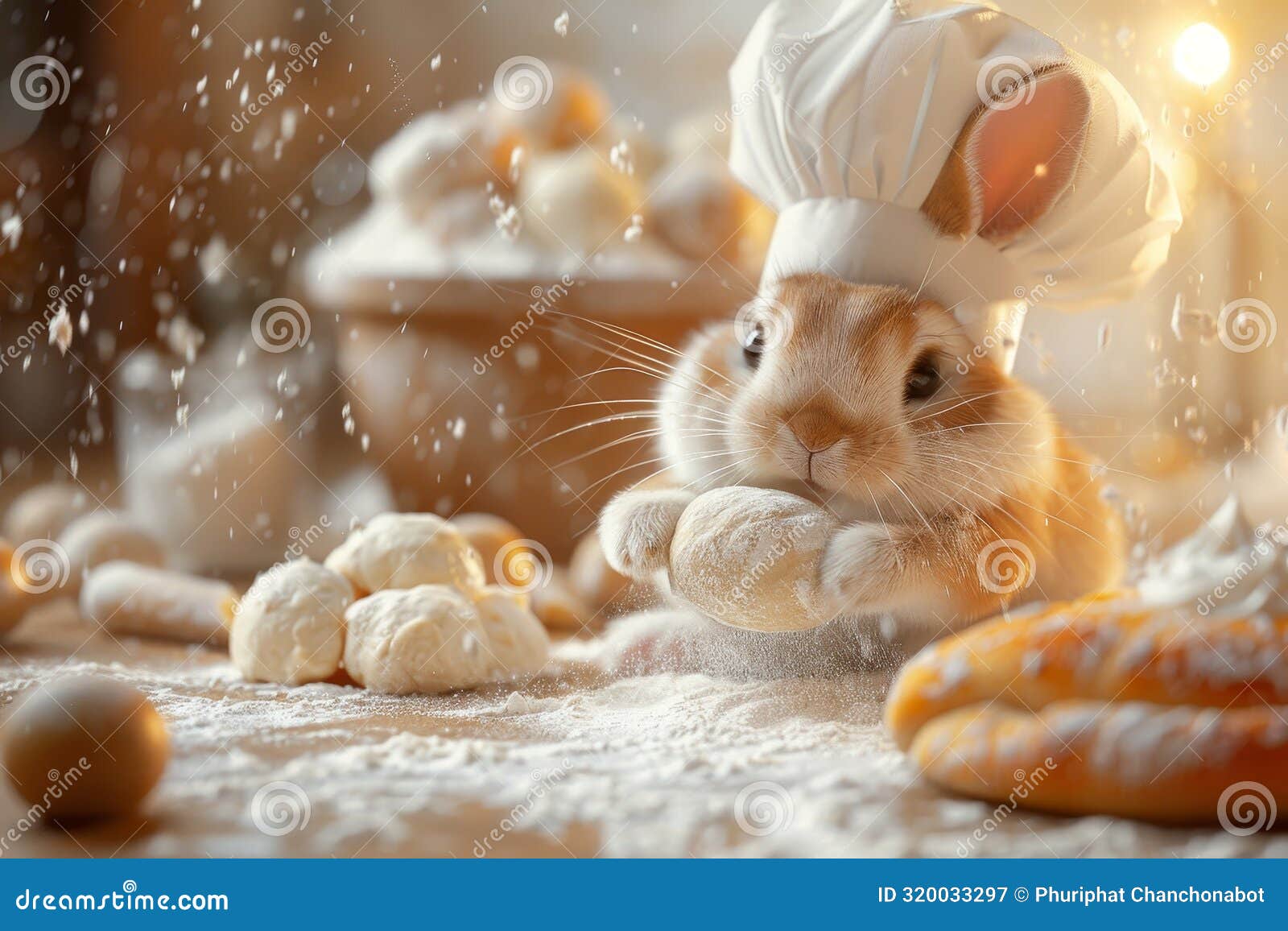 Rabbit in a Baker S Outfit in a Fantasy Concept. with Generative AI ...