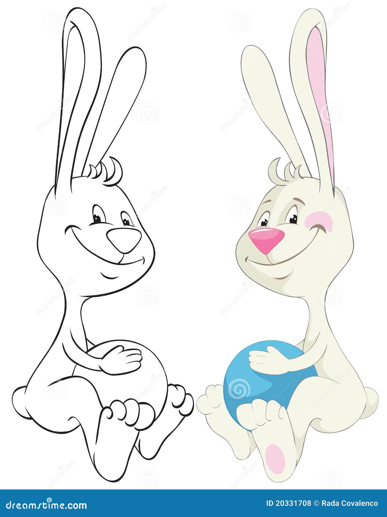 Rabbit and ball stock vector. Illustration of comic, contour - 20331708