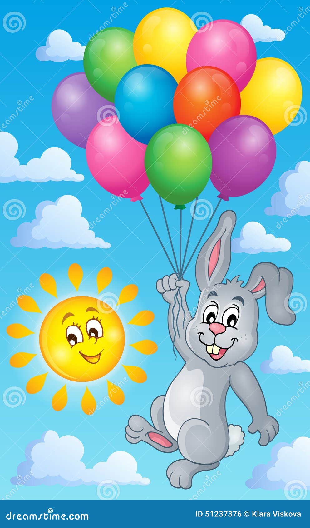Rabbit with Balloons Theme Image 3 Stock Vector - Illustration of ...