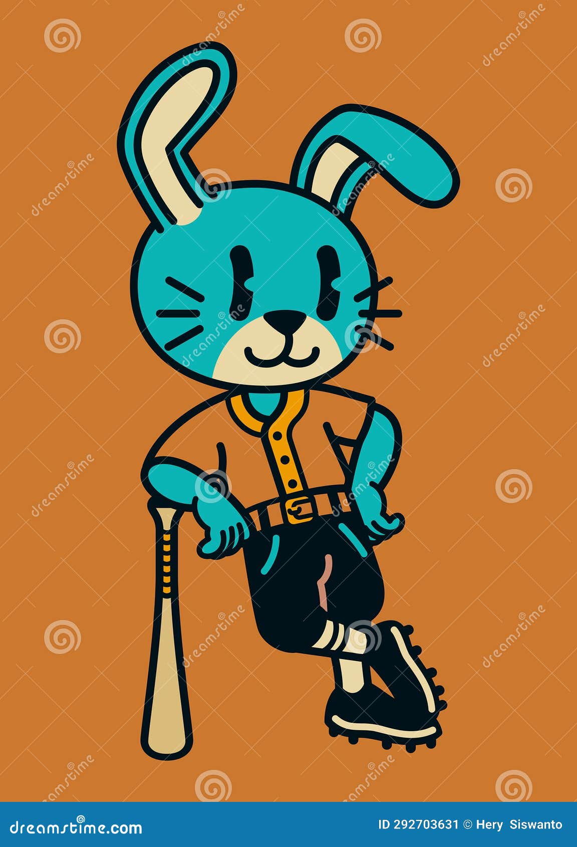 Rabbit Baseball Mascot Player Stand with a Baseball Bat Stock Vector ...