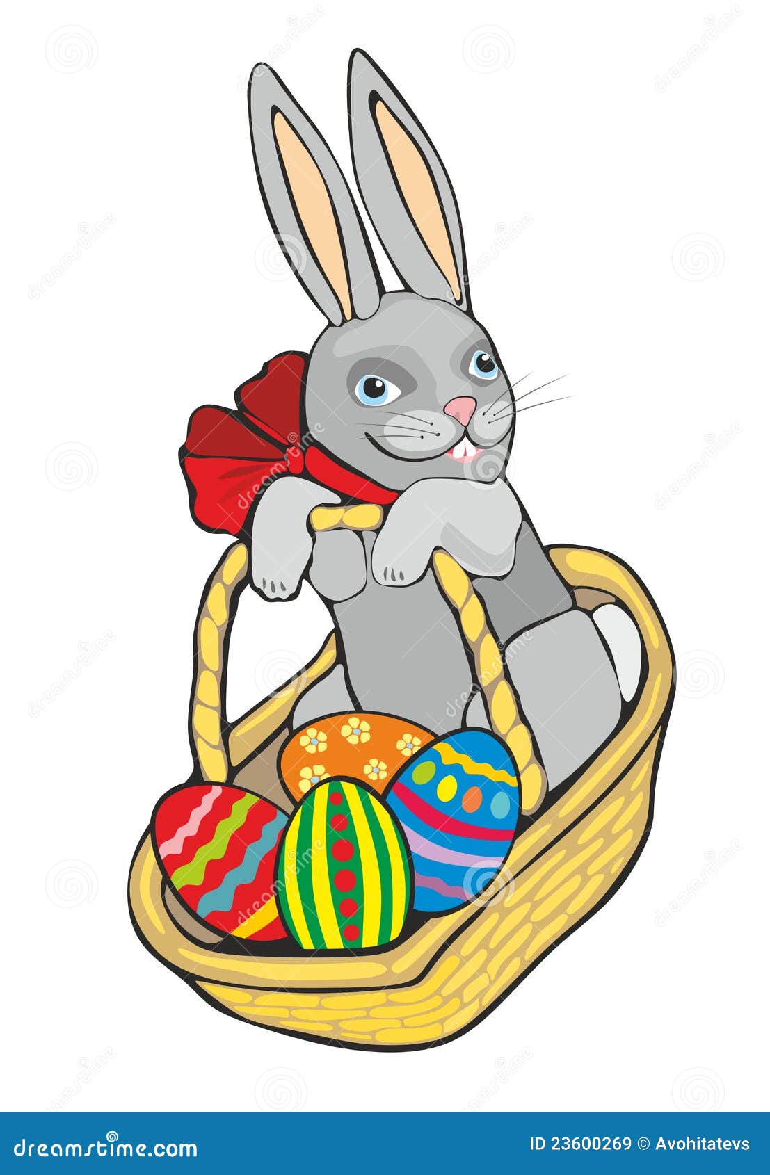 Rabbit in a basket stock vector. Illustration of painted - 23600269