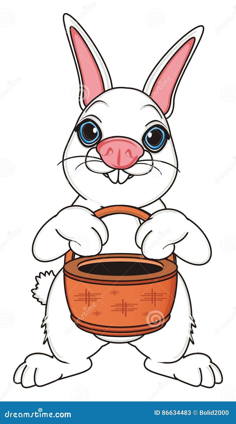 Rabbit with basket stock illustration. Illustration of funky - 86634483