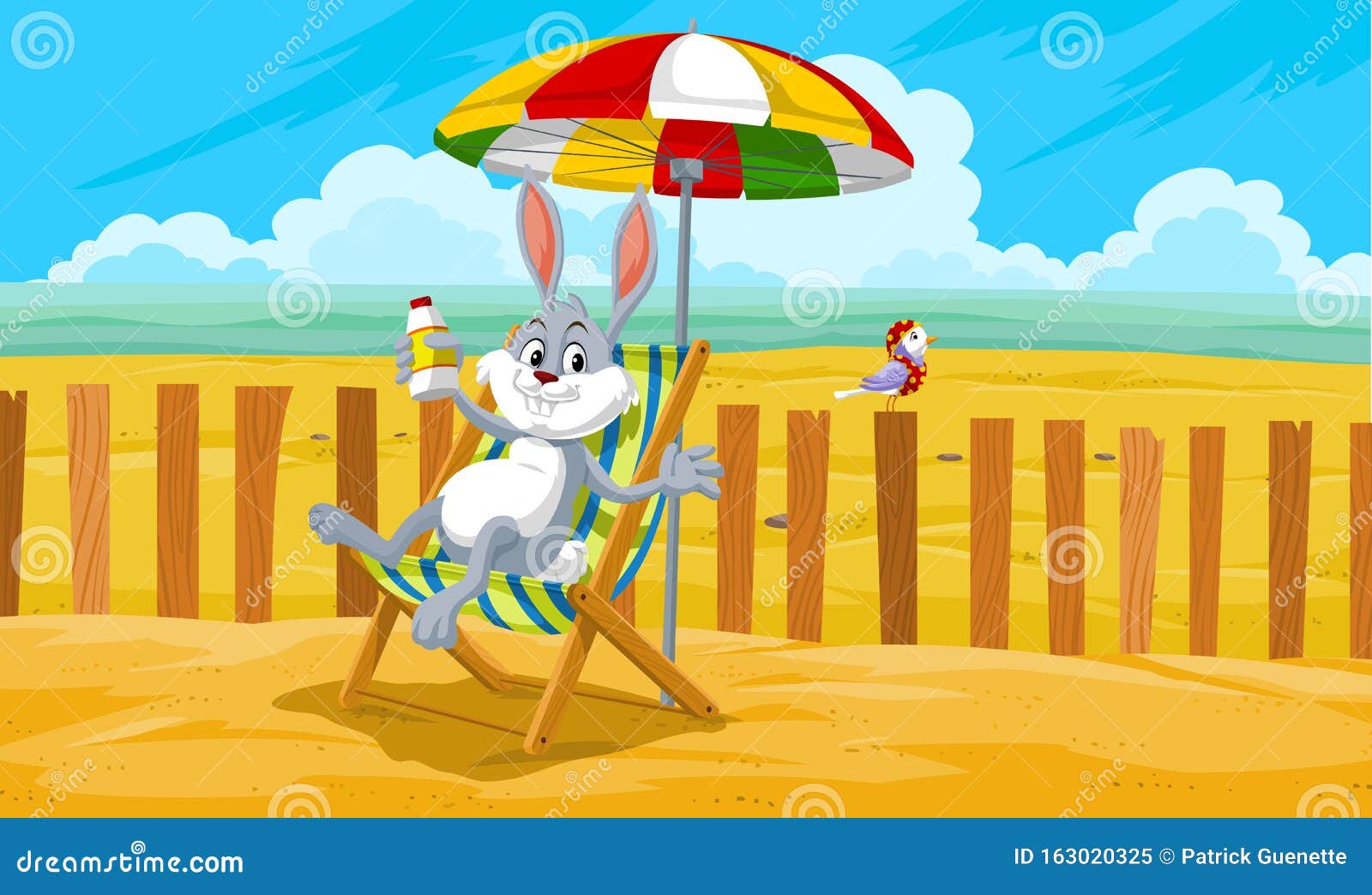 Rabbit at the Beach, Illustration Stock Vector - Illustration of relax ...