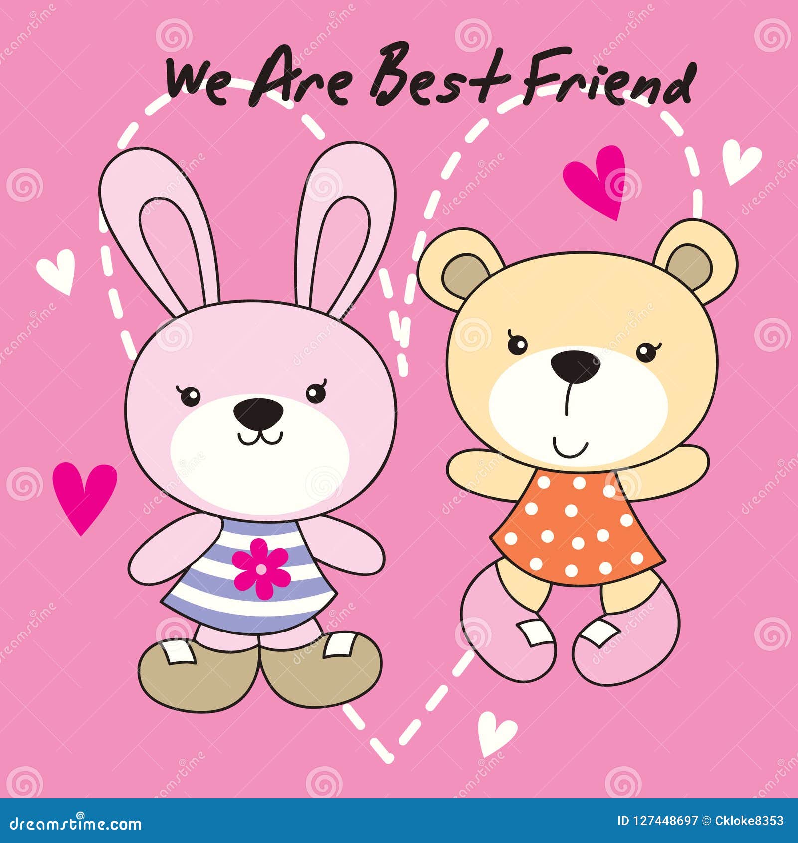 Rabbit and Bear are Best Friend Stock Vector - Illustration of happy ...