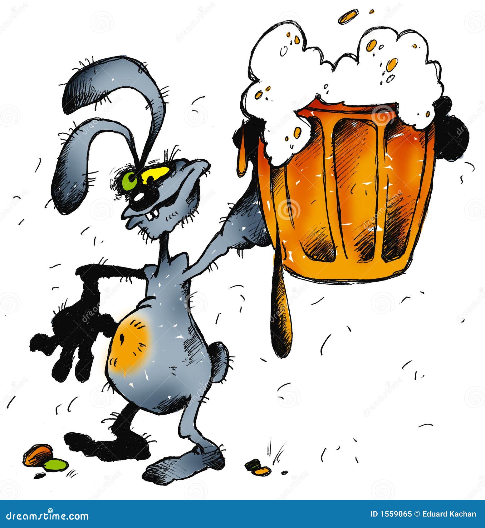 Rabbit and beer stock illustration. Illustration of alcohol - 1559065