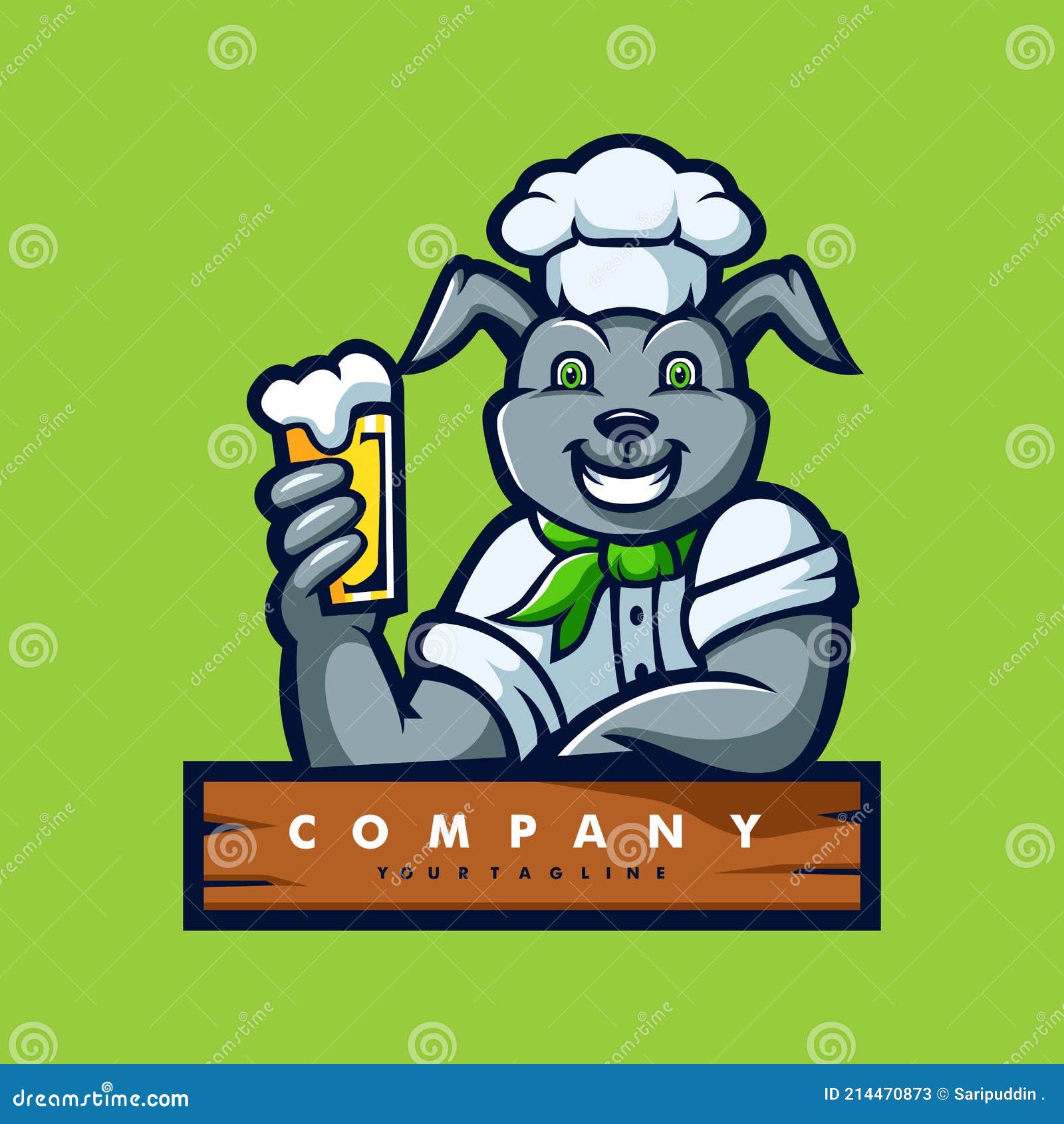 Rabbit with Beer stock vector. Illustration of drawing - 214470873