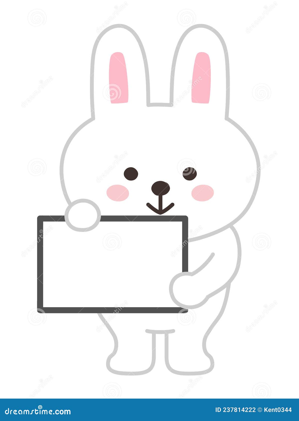 Rabbit with a blank sign. stock vector. Illustration of mammal - 237814222
