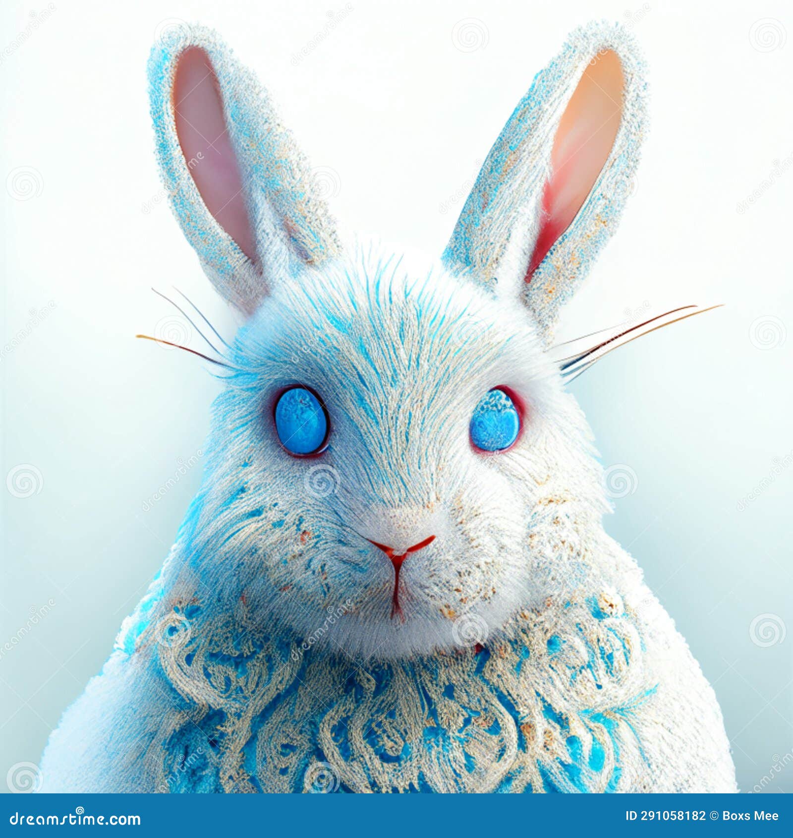 Rabbit with Blue Eyes on a White Background. Easter Concept Stock ...