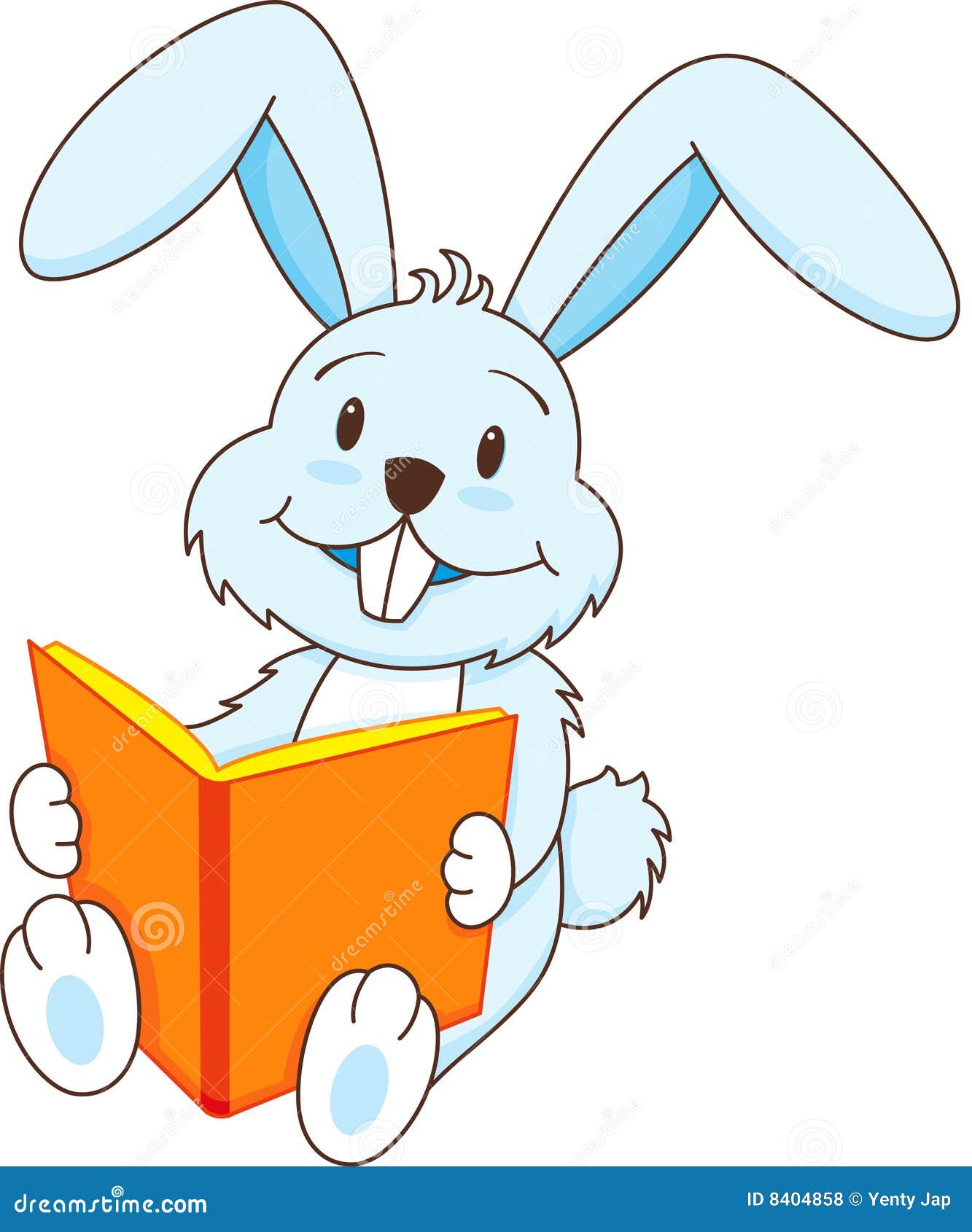 Rabbit with book stock vector. Illustration of blue, rabbit - 8404858