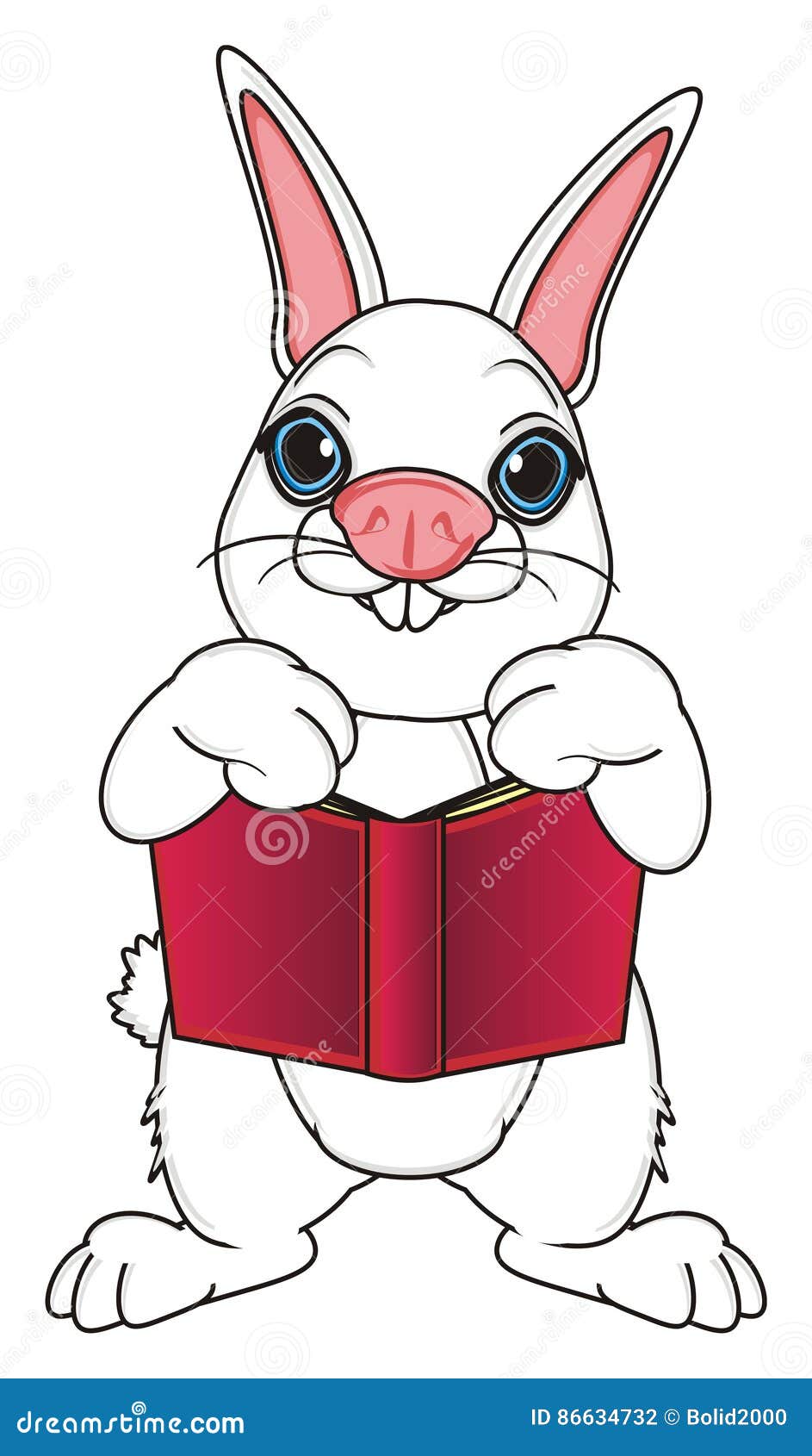 Rabbit with a book stock illustration. Illustration of character - 86634732