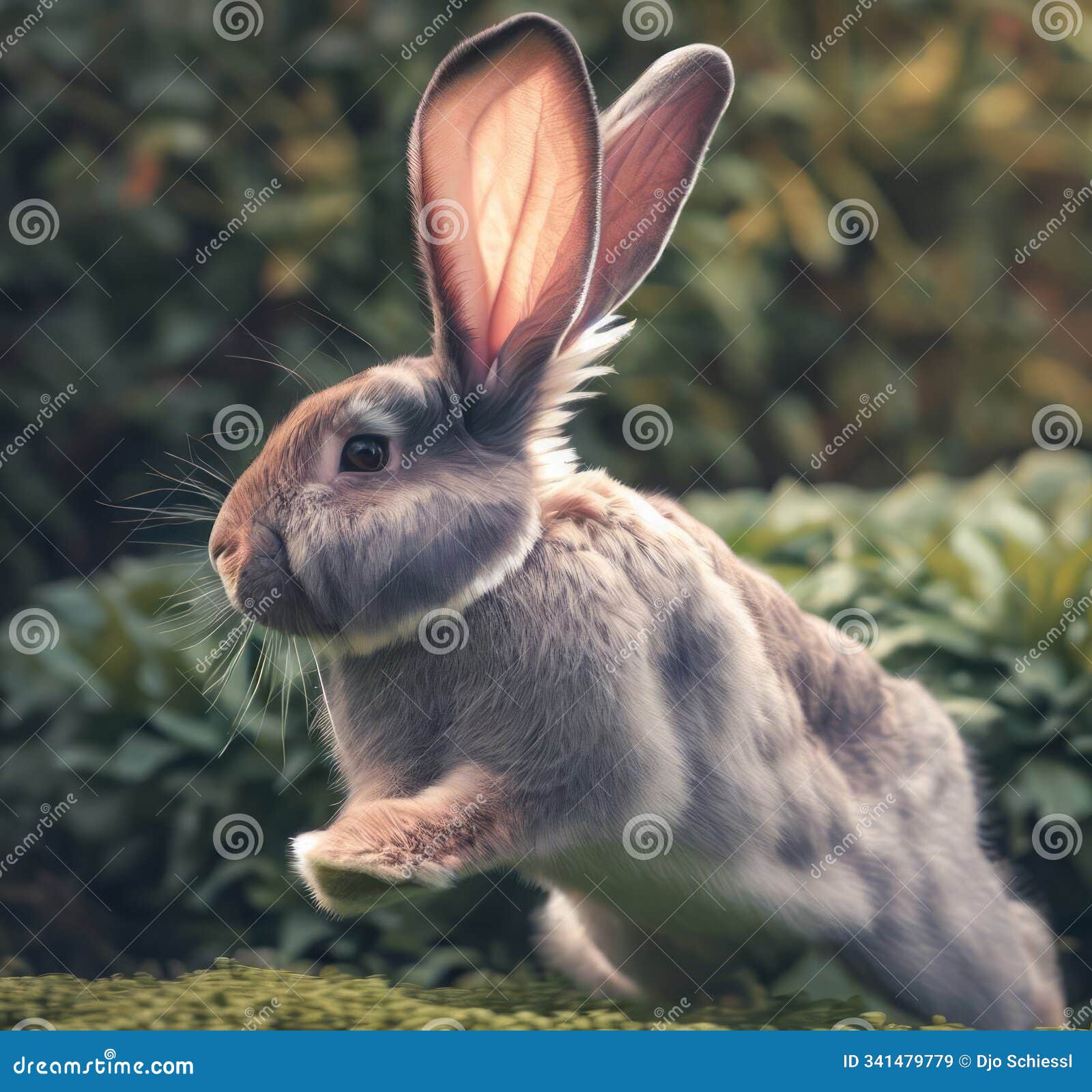 Rabbit Bounding through Nature Stock Illustration - Illustration of ...