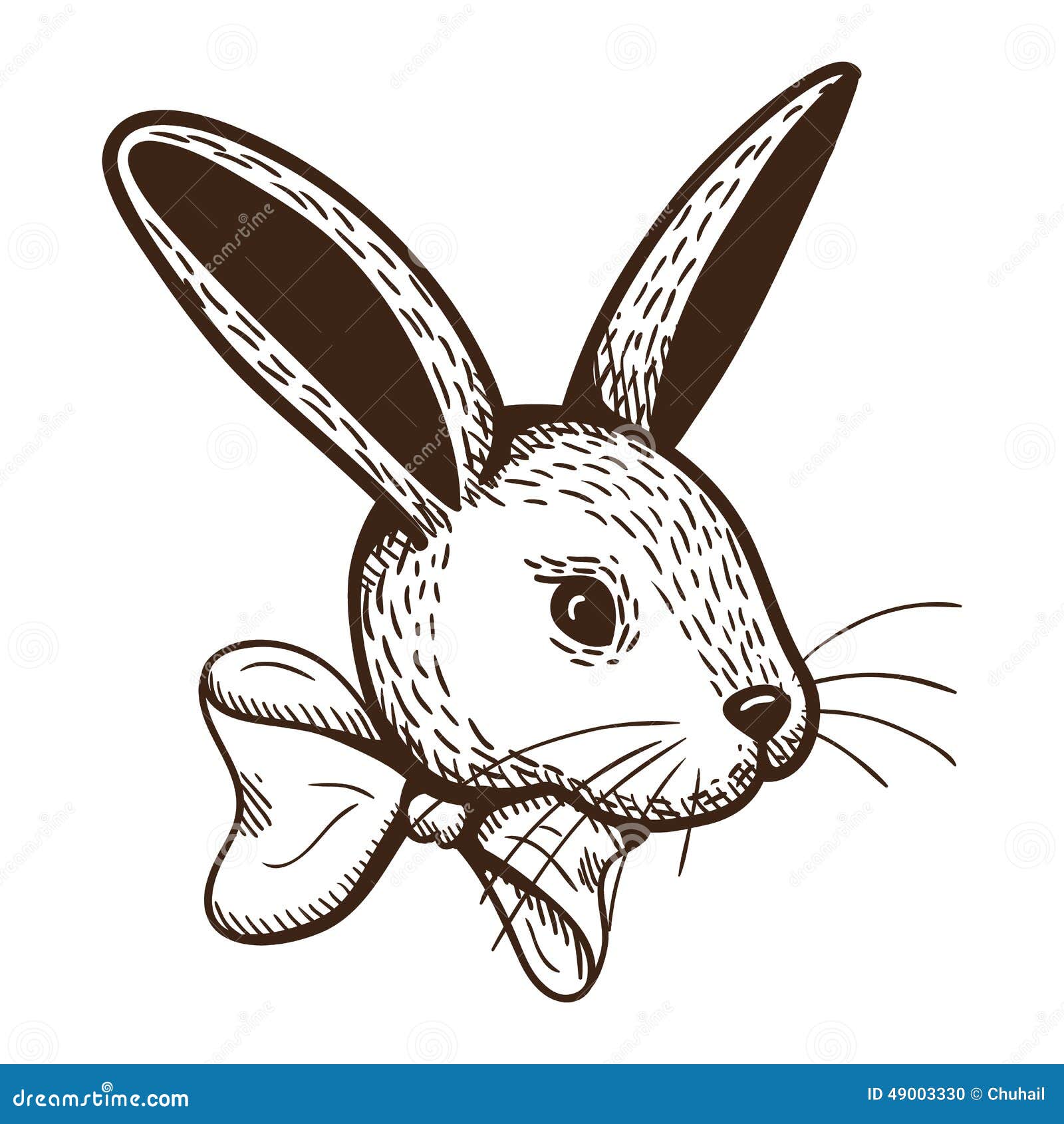 Rabbit with bow. stock vector. Illustration of cute, sweet - 49003330