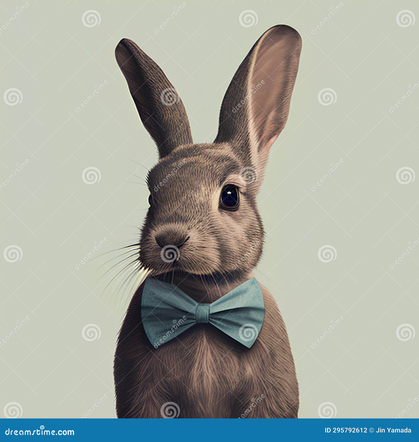 Rabbit with Bow Tie Isolated on Green Background. Easter Bunny Stock ...