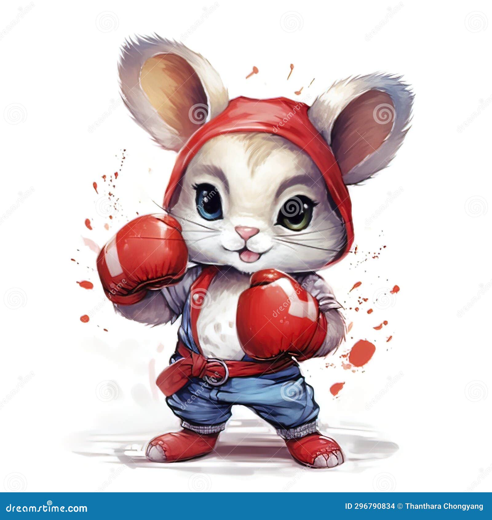 The Rabbit is a Boxer on a White Background Stock Illustration ...
