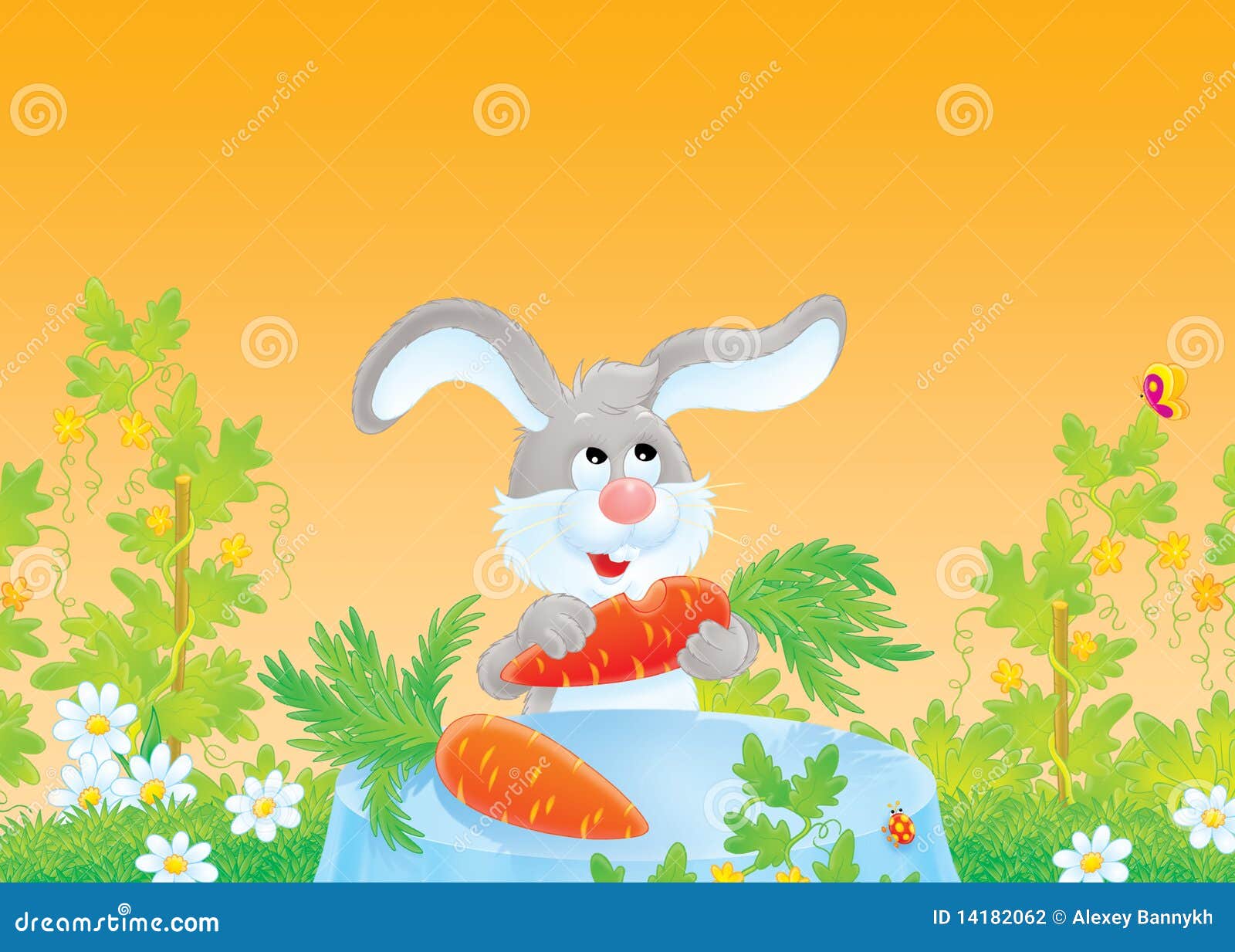 Rabbit at breakfast stock illustration. Illustration of comics - 14182062