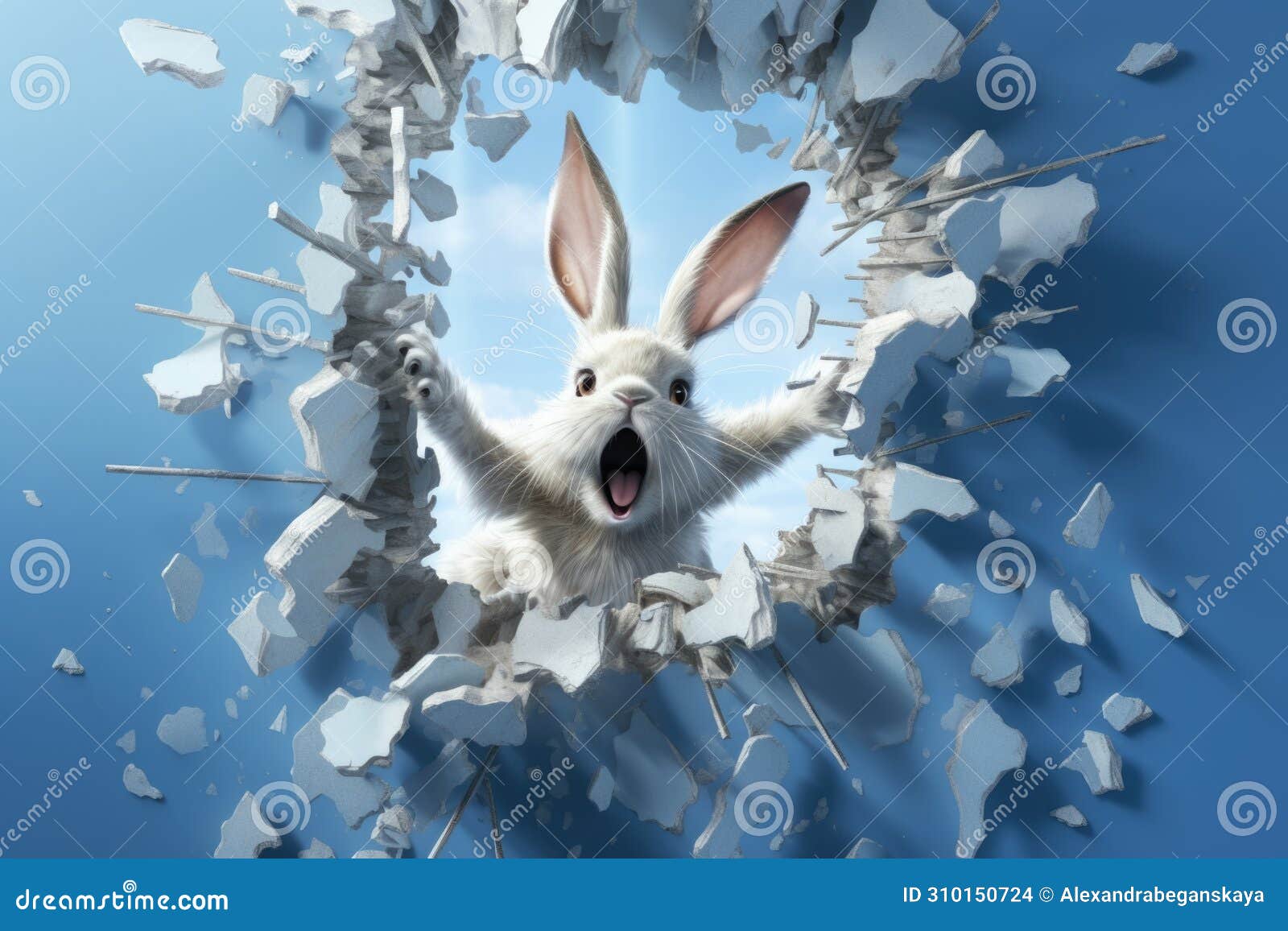 Rabbit Breaking through a Wall Stock Illustration - Illustration of ...