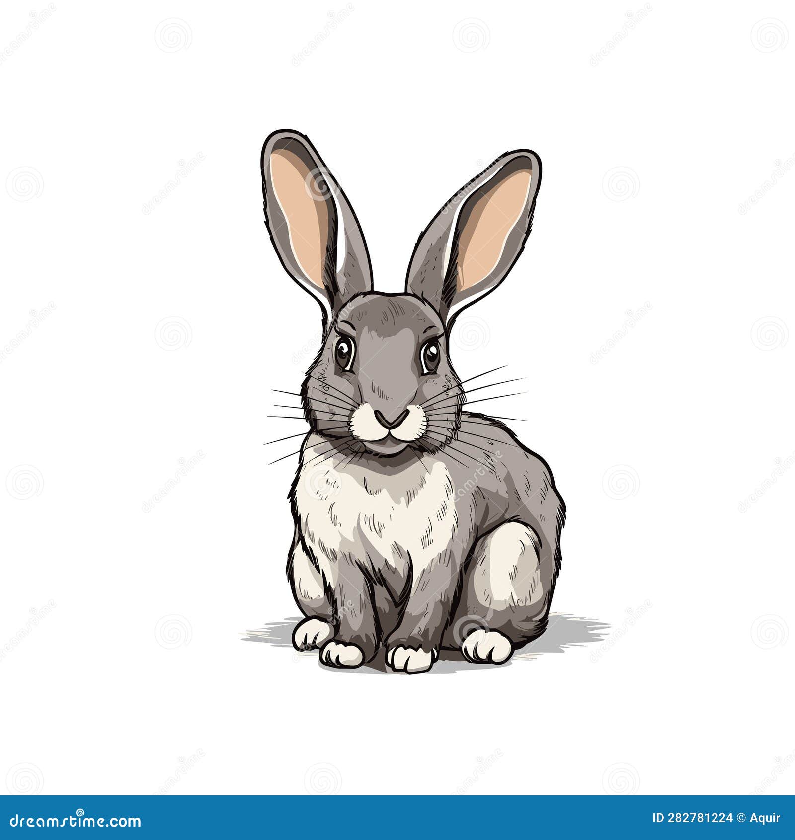 Rabbit Buck Hand-drawn Illustration. Rabbit Buck. Vector Doodle Style ...