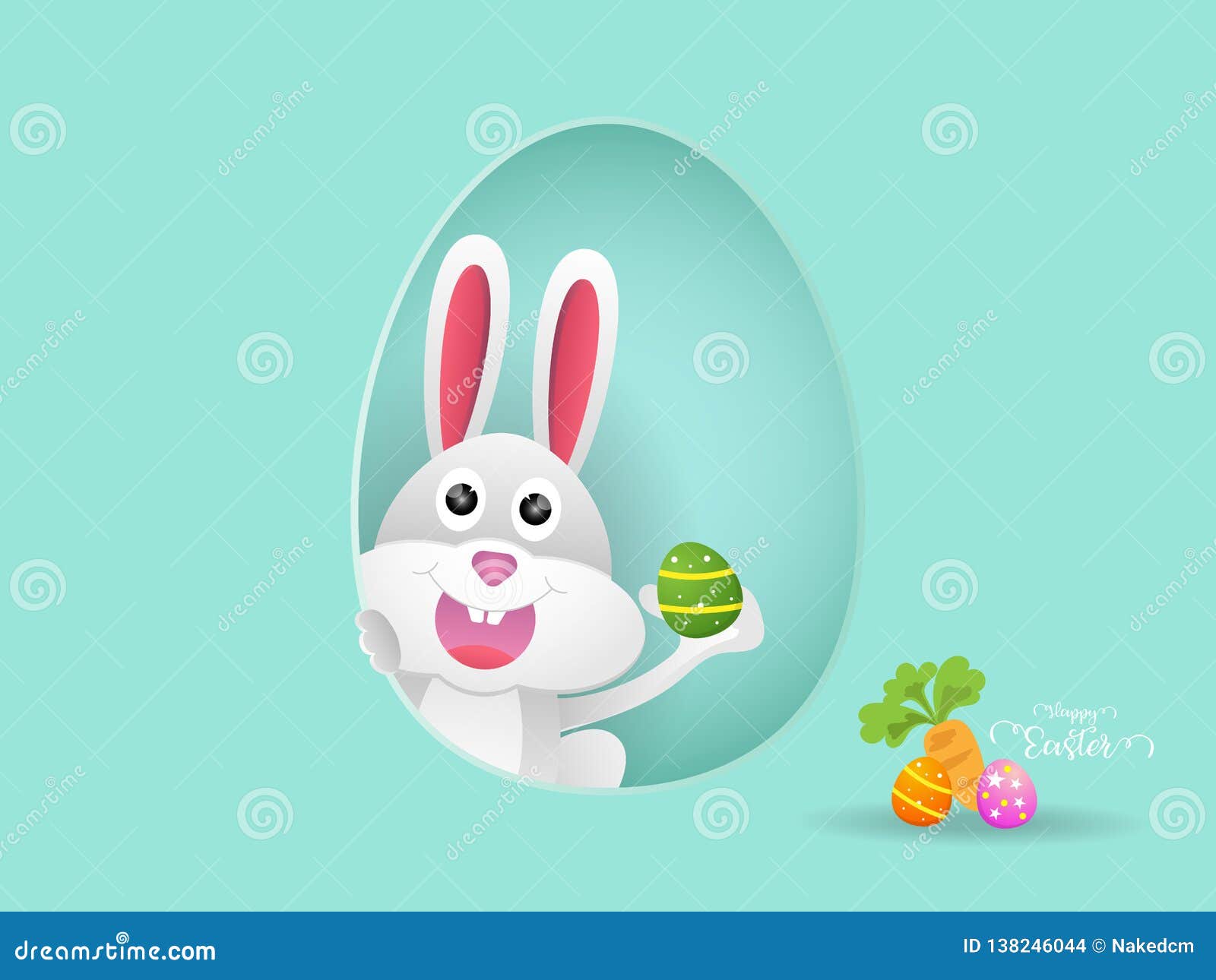 Rabbit or Bunny with Easter Egg Stock Vector - Illustration of vintage ...